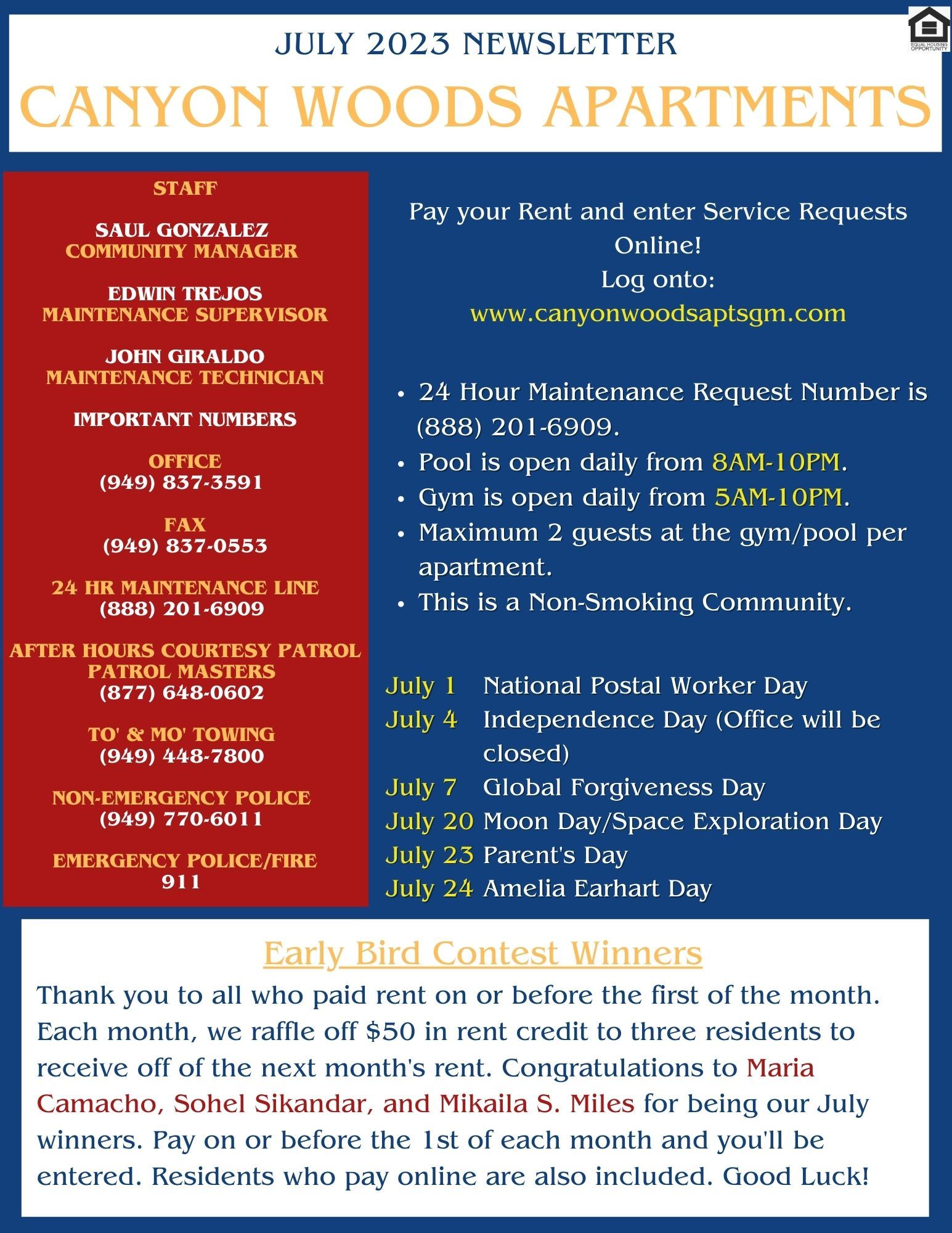 Resident Newsletter July