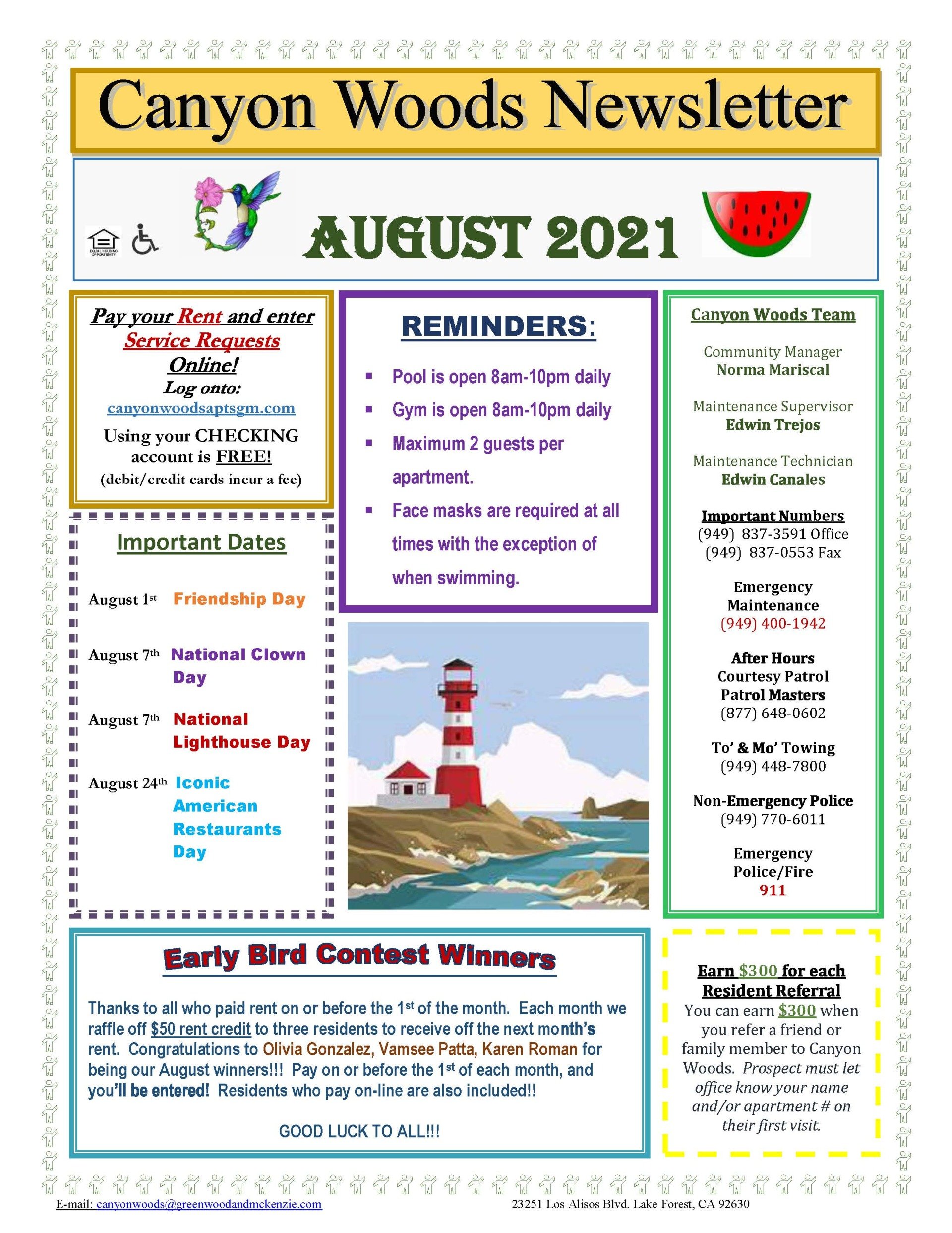 Resident Newsletter - August