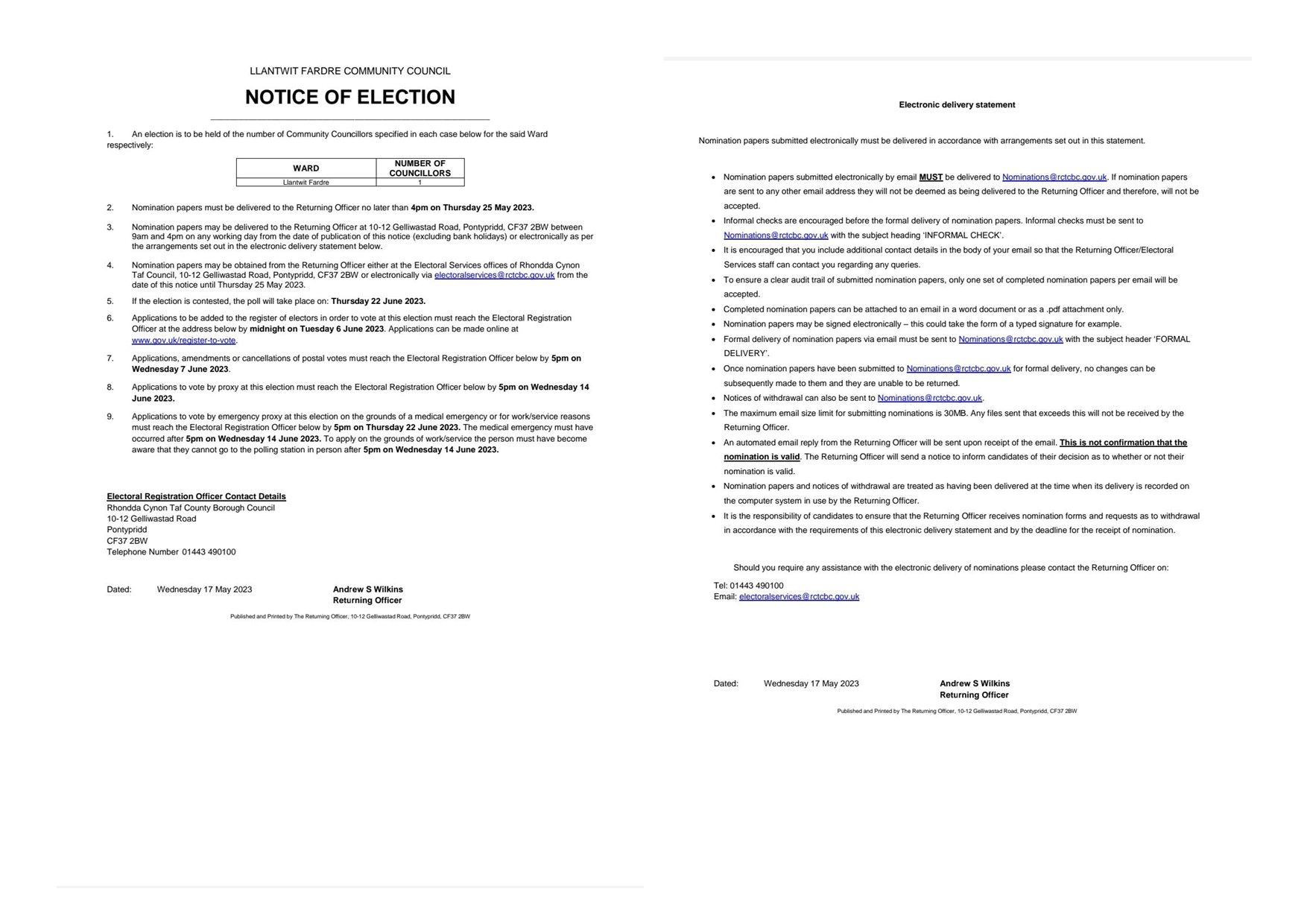 NOTICE OF ELECTION