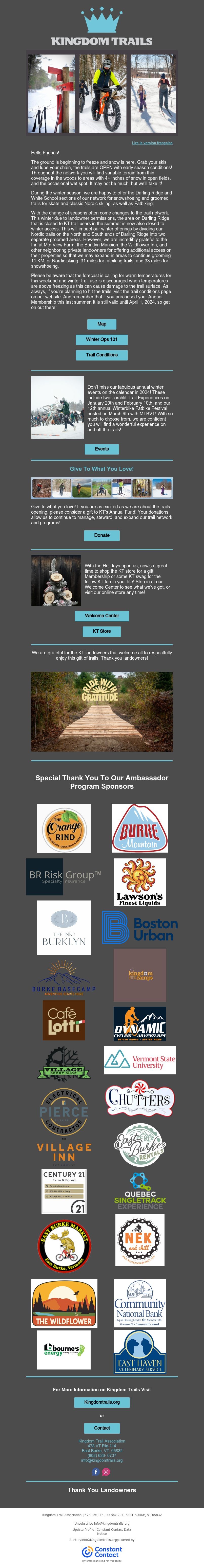 KT Winter Trails are OPEN with Early Season Conditions