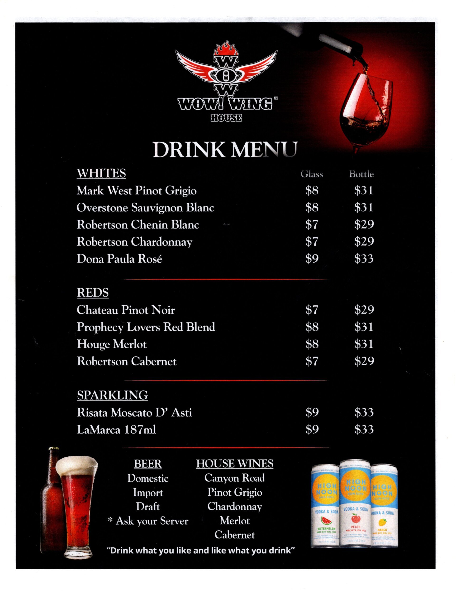 Pizza & Drink Menu | Wow Wing House Cape Coral