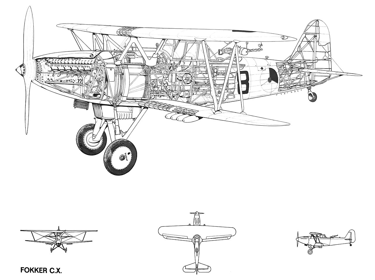 Tekeningen van diverse Fokkers