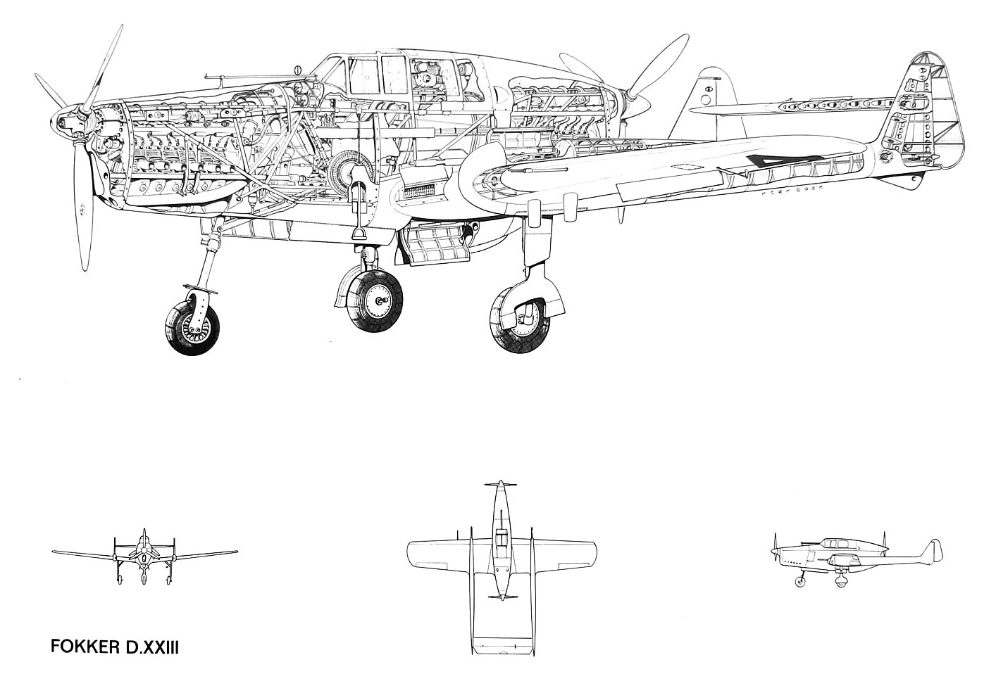 Tekeningen van diverse Fokkers