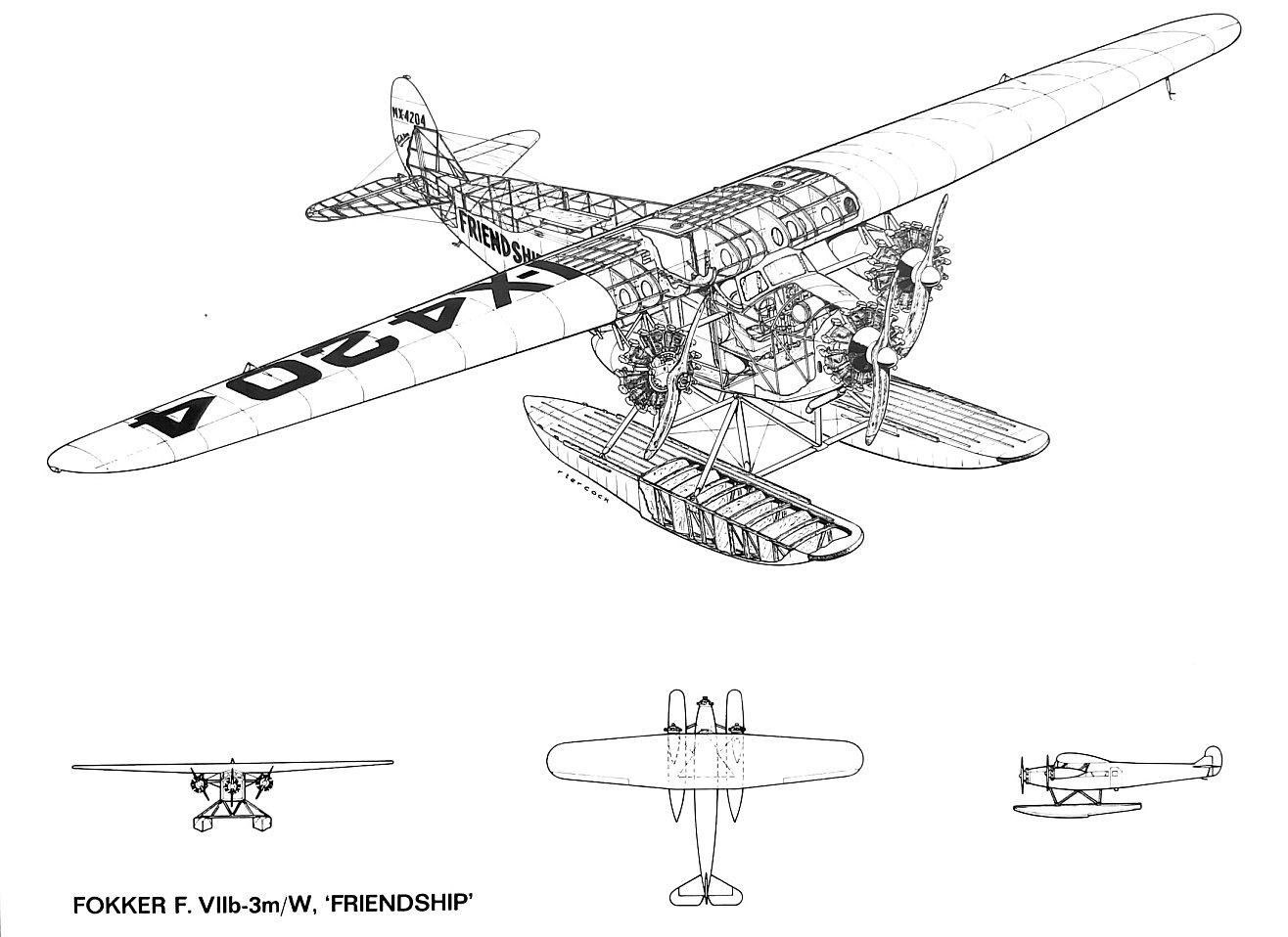 Tekeningen van diverse Fokkers