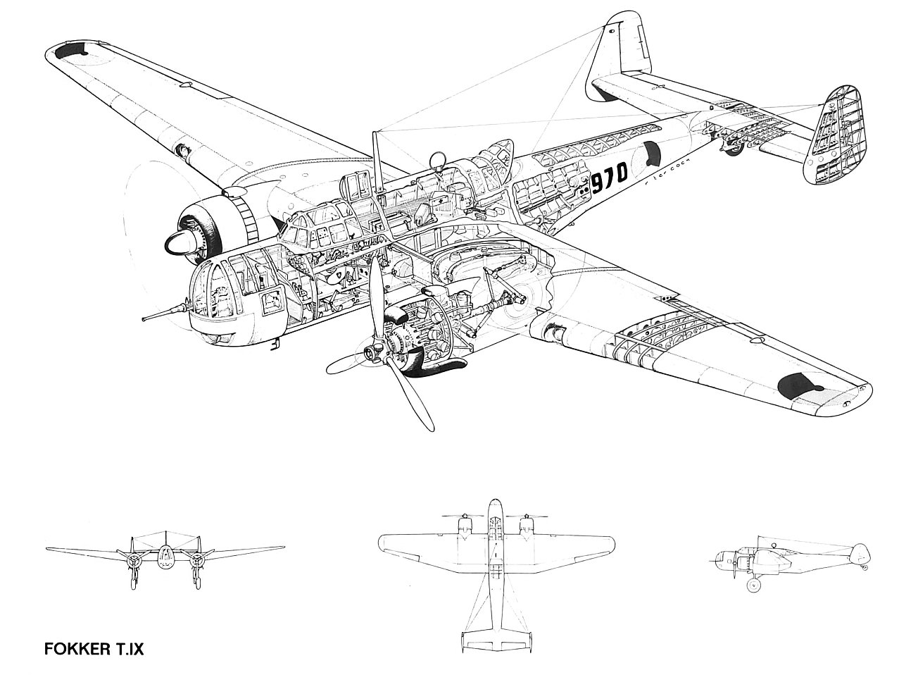 Tekeningen van diverse Fokkers