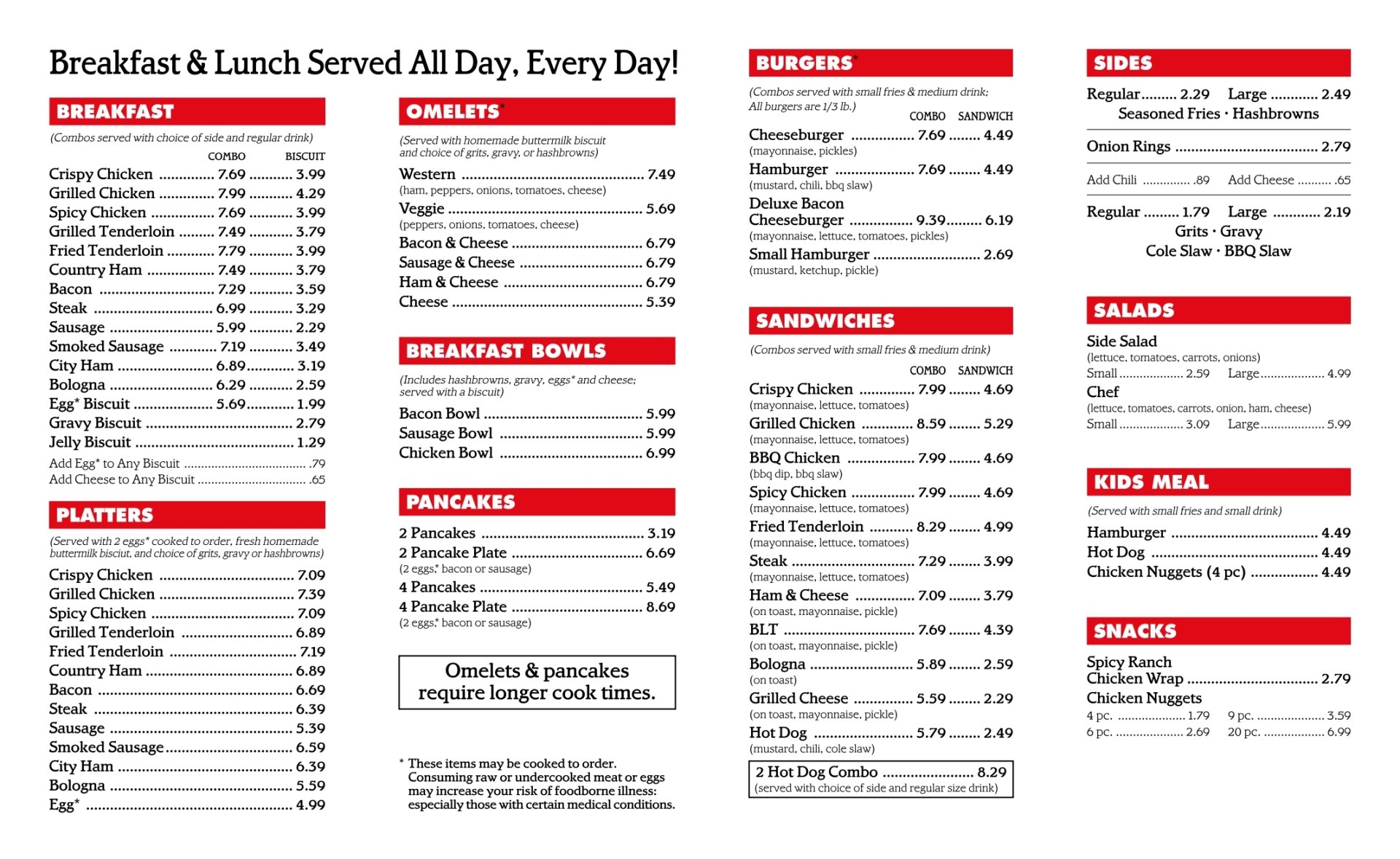 Our Menu | Lexington, NC | Biscuit King