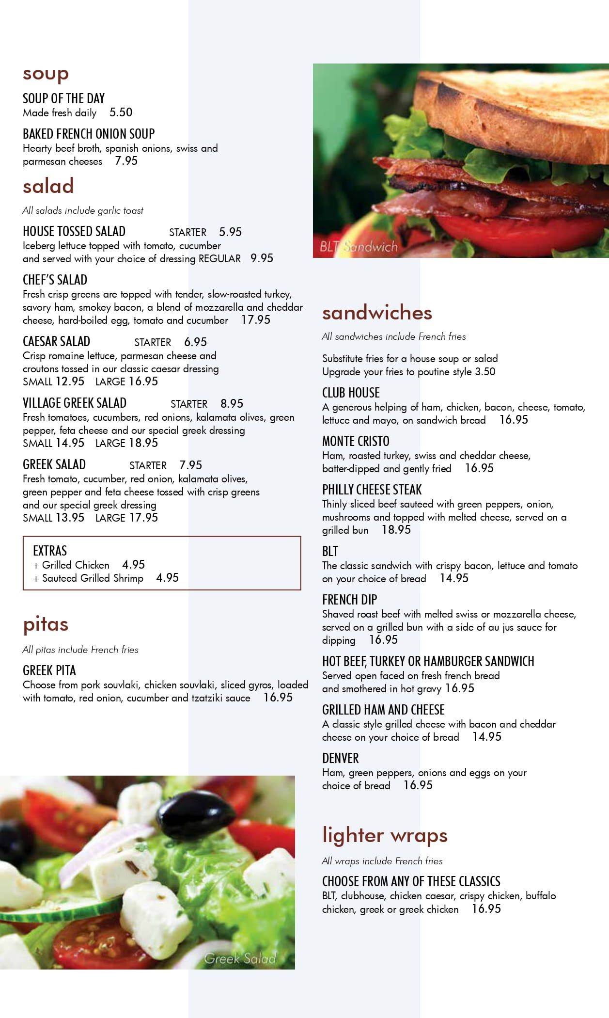 Regent Menu. Dine in, Take out, and delivery