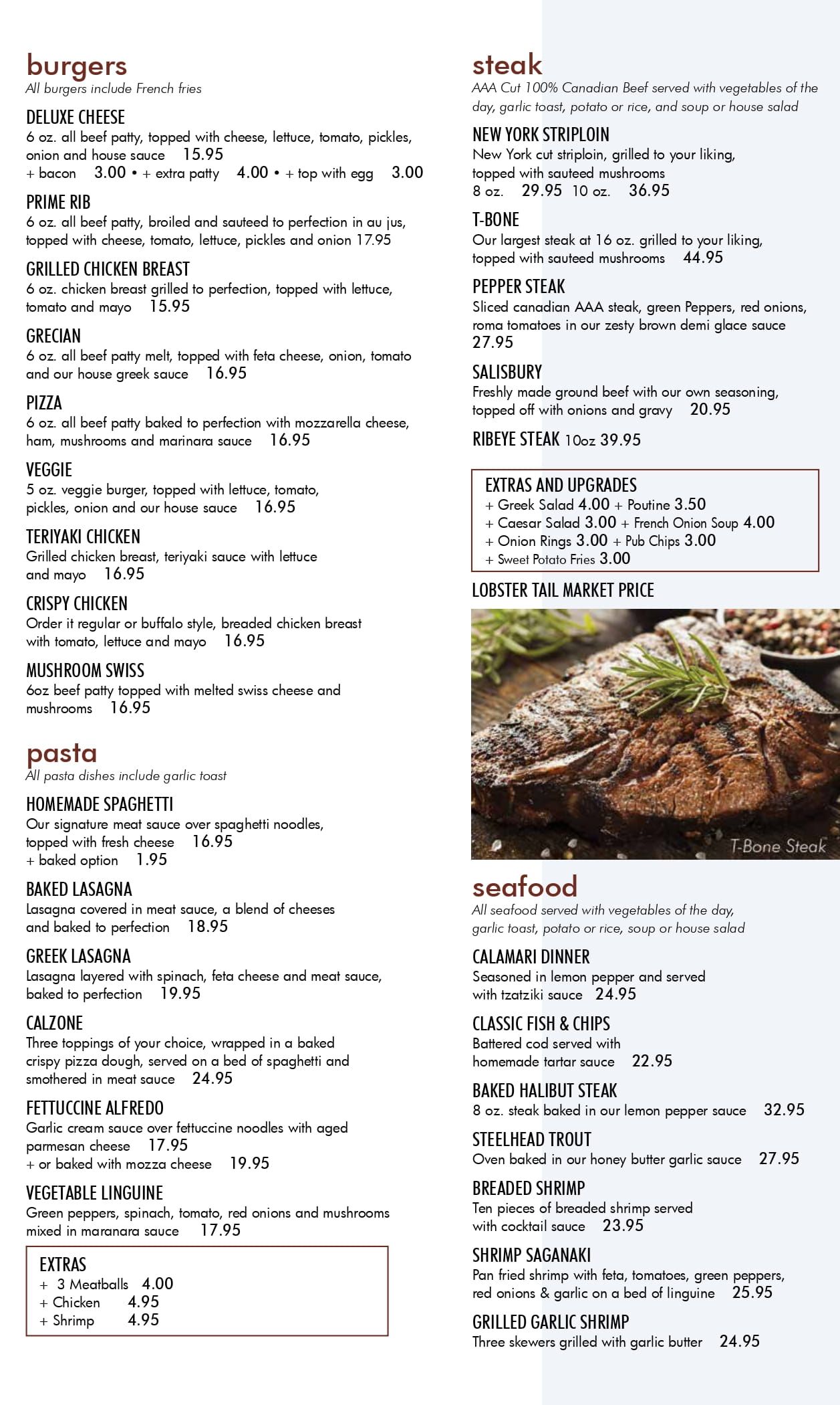 Regent Menu. Dine in, Take out, and delivery