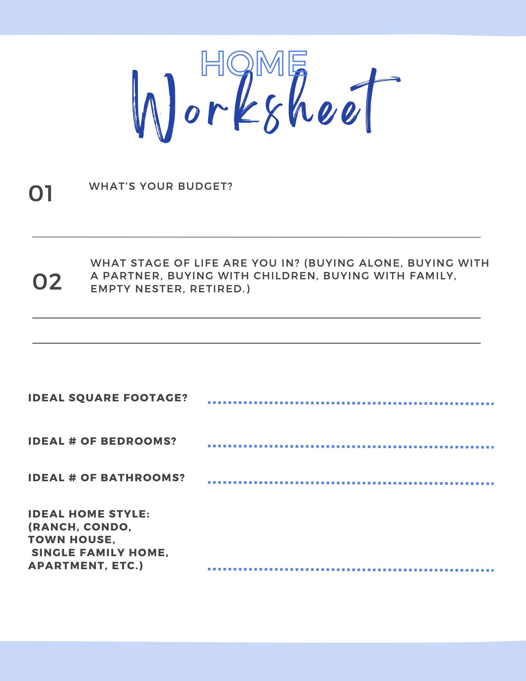 Worksheets to help you