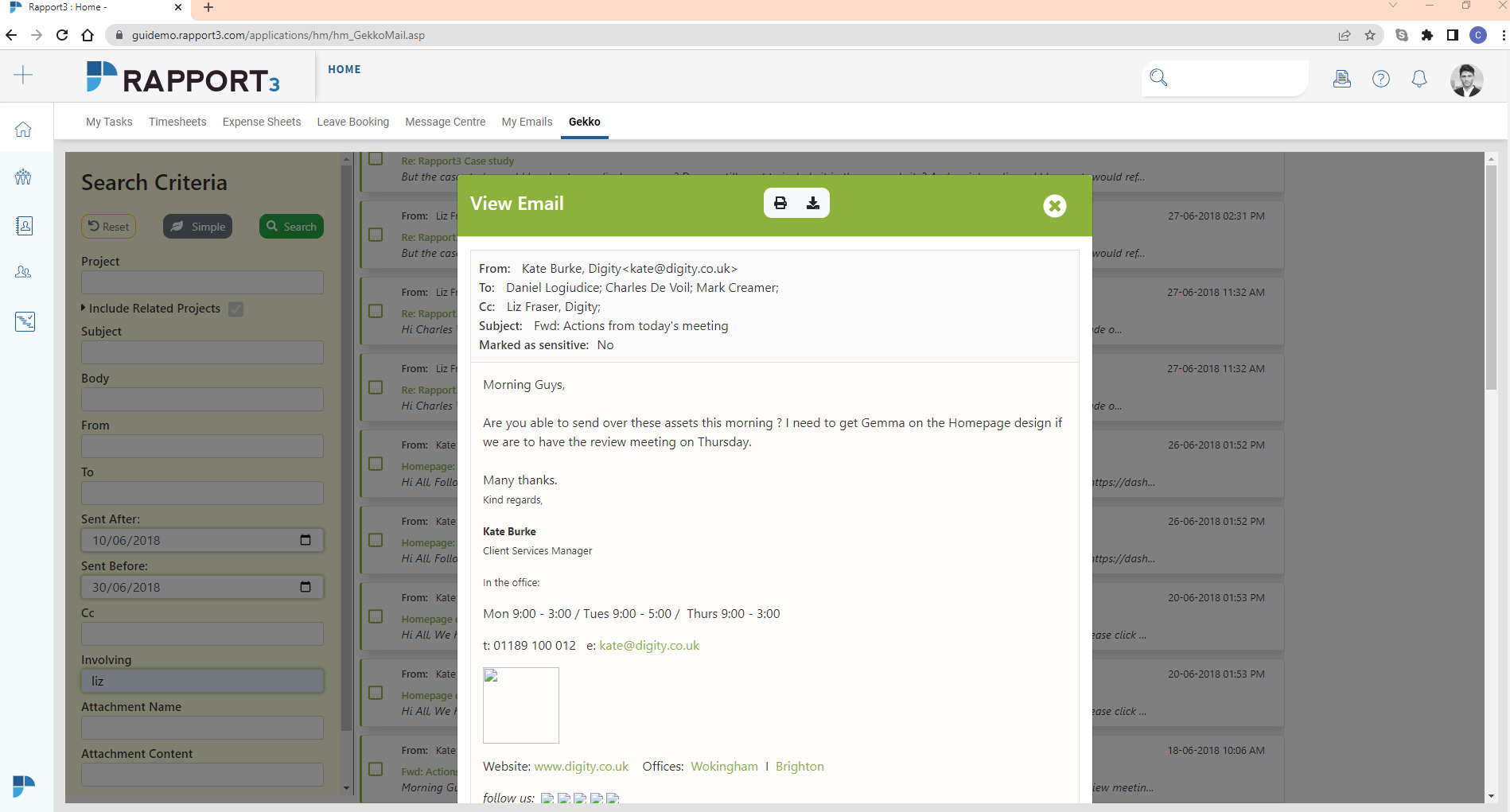 Integrating Gekko with Rapport3: Streamlining Email Management