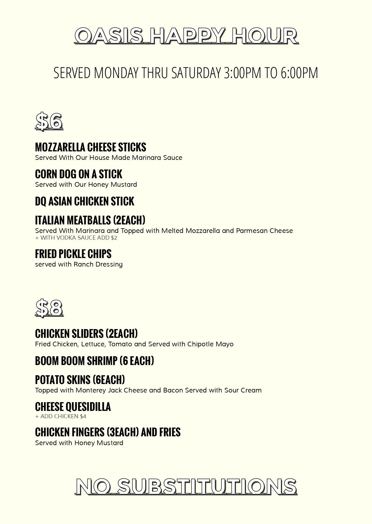 Bar and Grill Menus | Neptune, NJ | Headliner Oasis