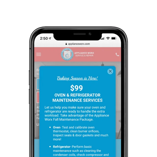 Custom Appliance Repair Website Designer, Appliance Service Web design