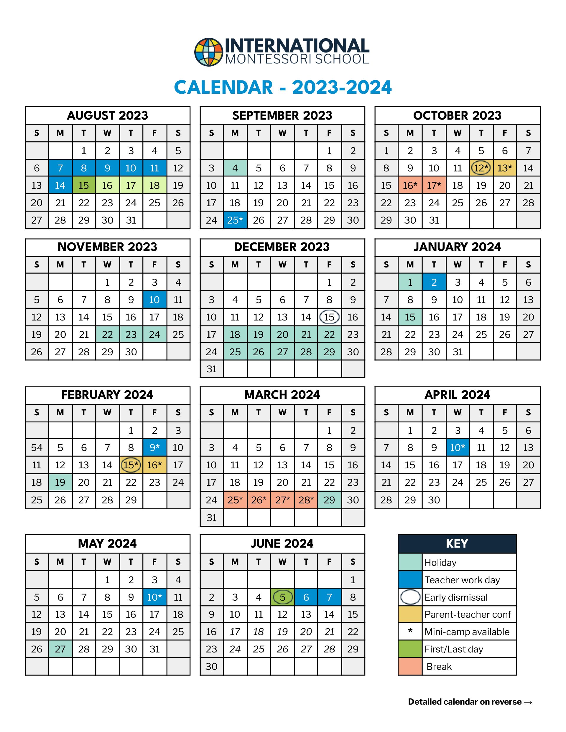 Calendar | International Montessori School | Durham, NC