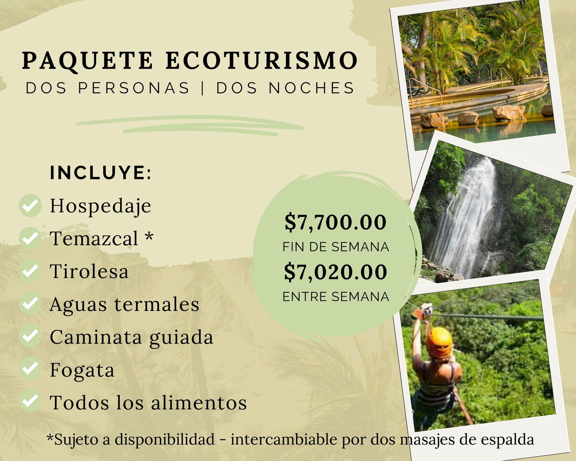 Paquete con actividades | Agua Blanca | Jungapeo