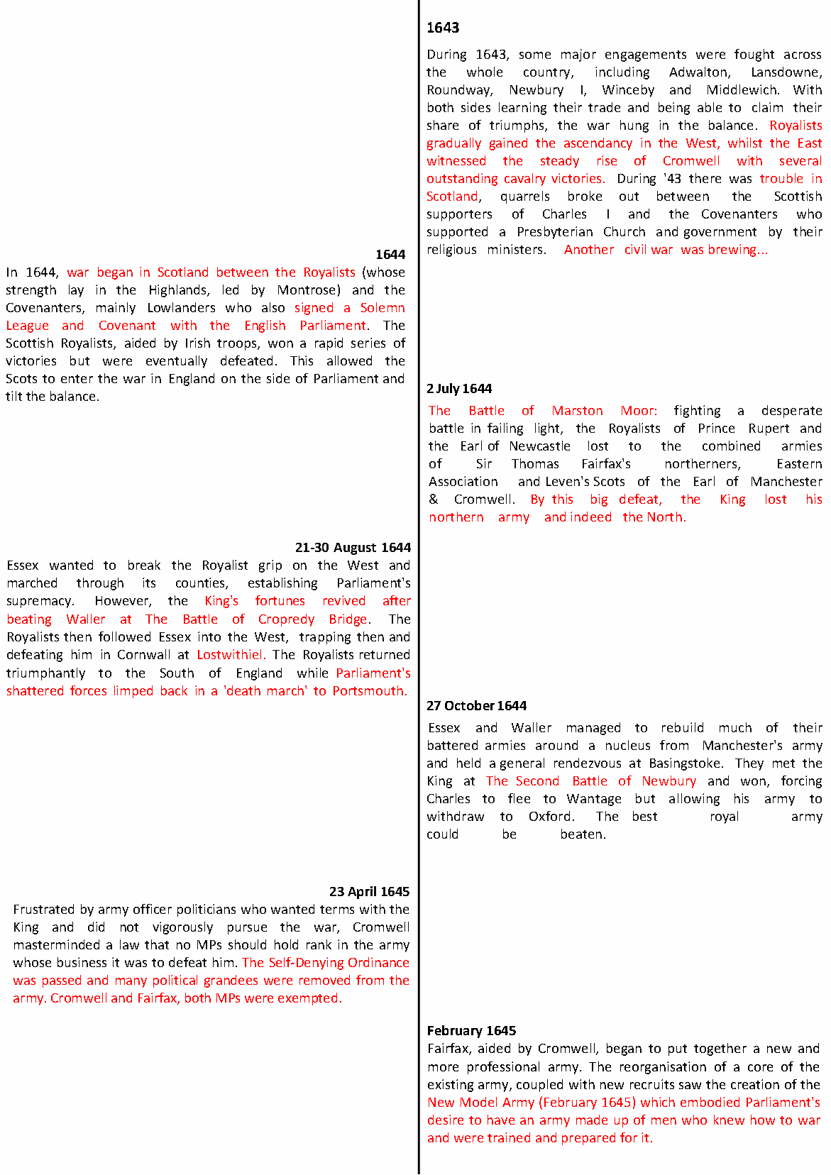 A Brief History of the English Civil Wars