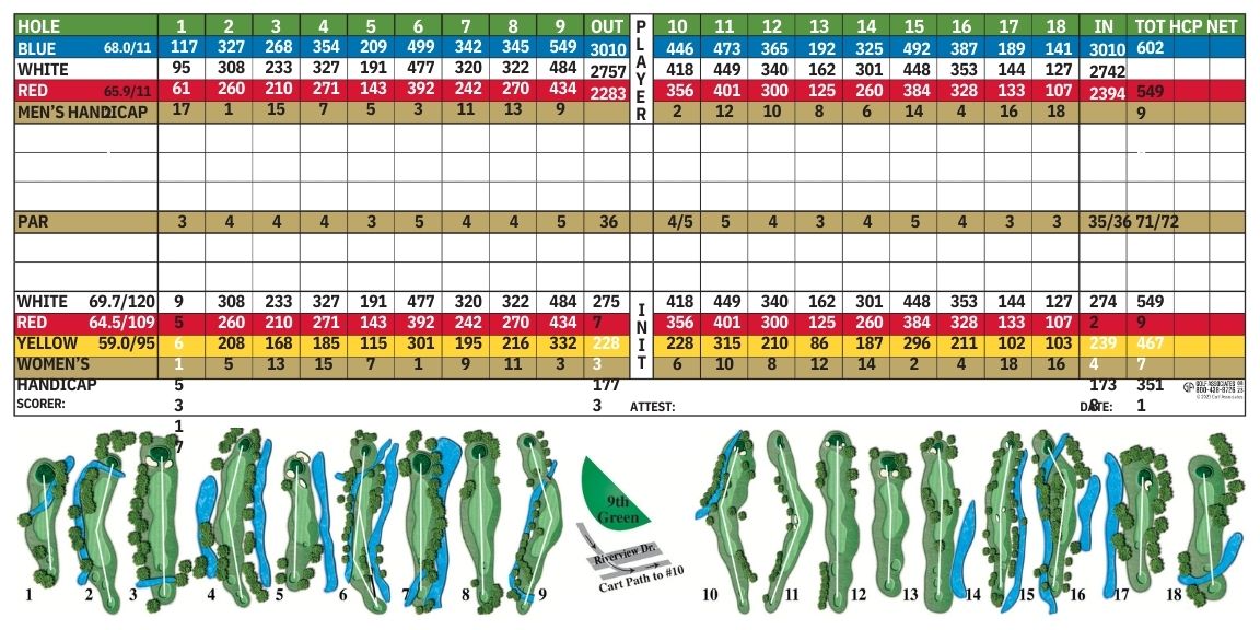 Golf Course Scorecard | Carson Valley Golf Course in Carson City, NV