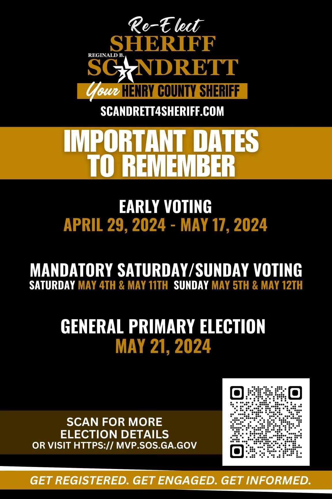 Reginald B. Scandrett for 2024 Henry County Sheriff