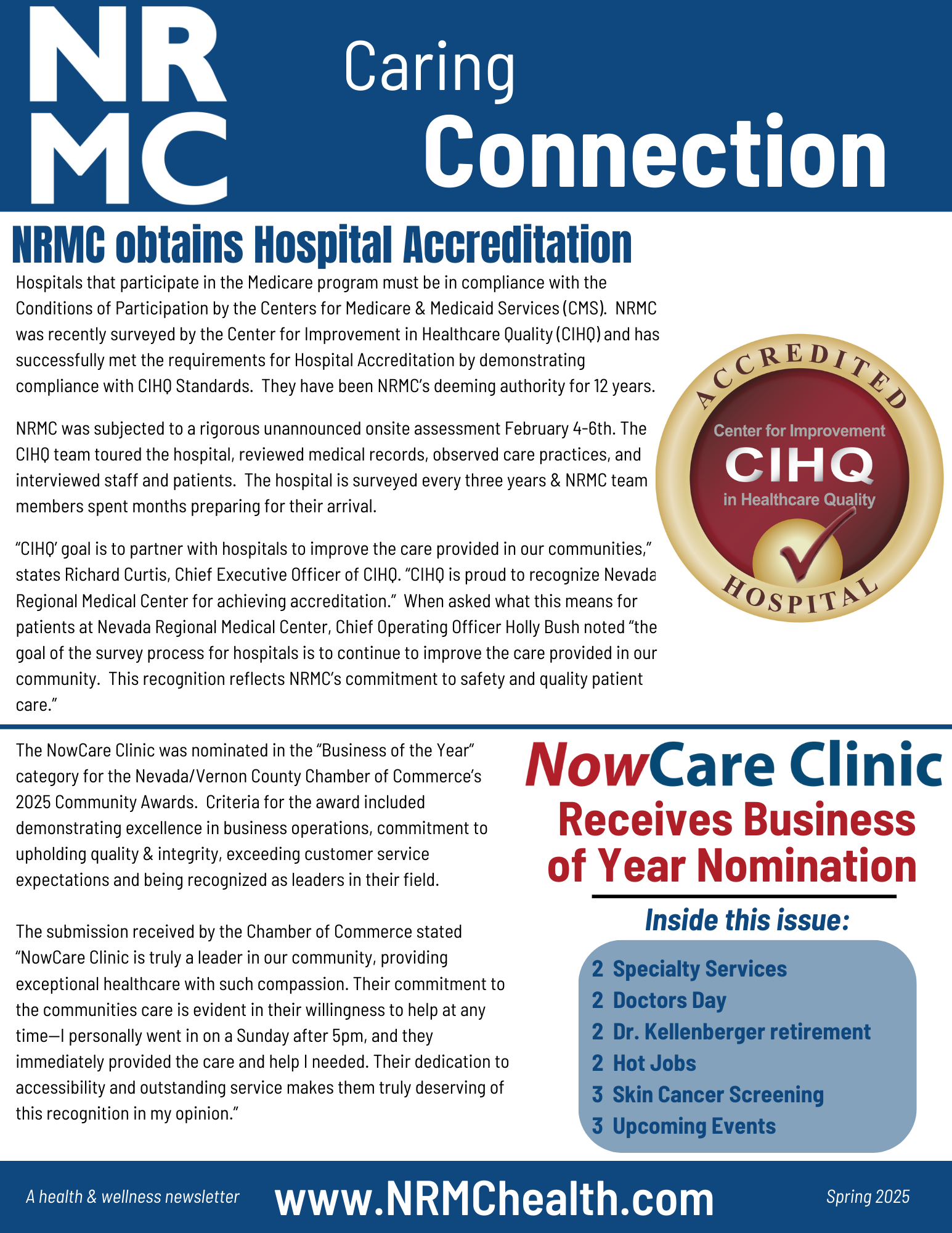 Healthcare | Nevada Regional Medical Center | Nevada, MO