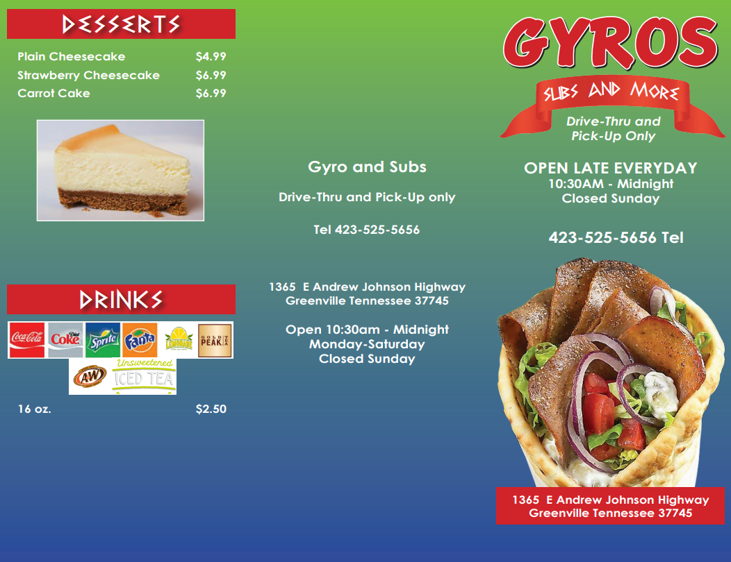 Explore Our Delicious Menu | Greenville, TN