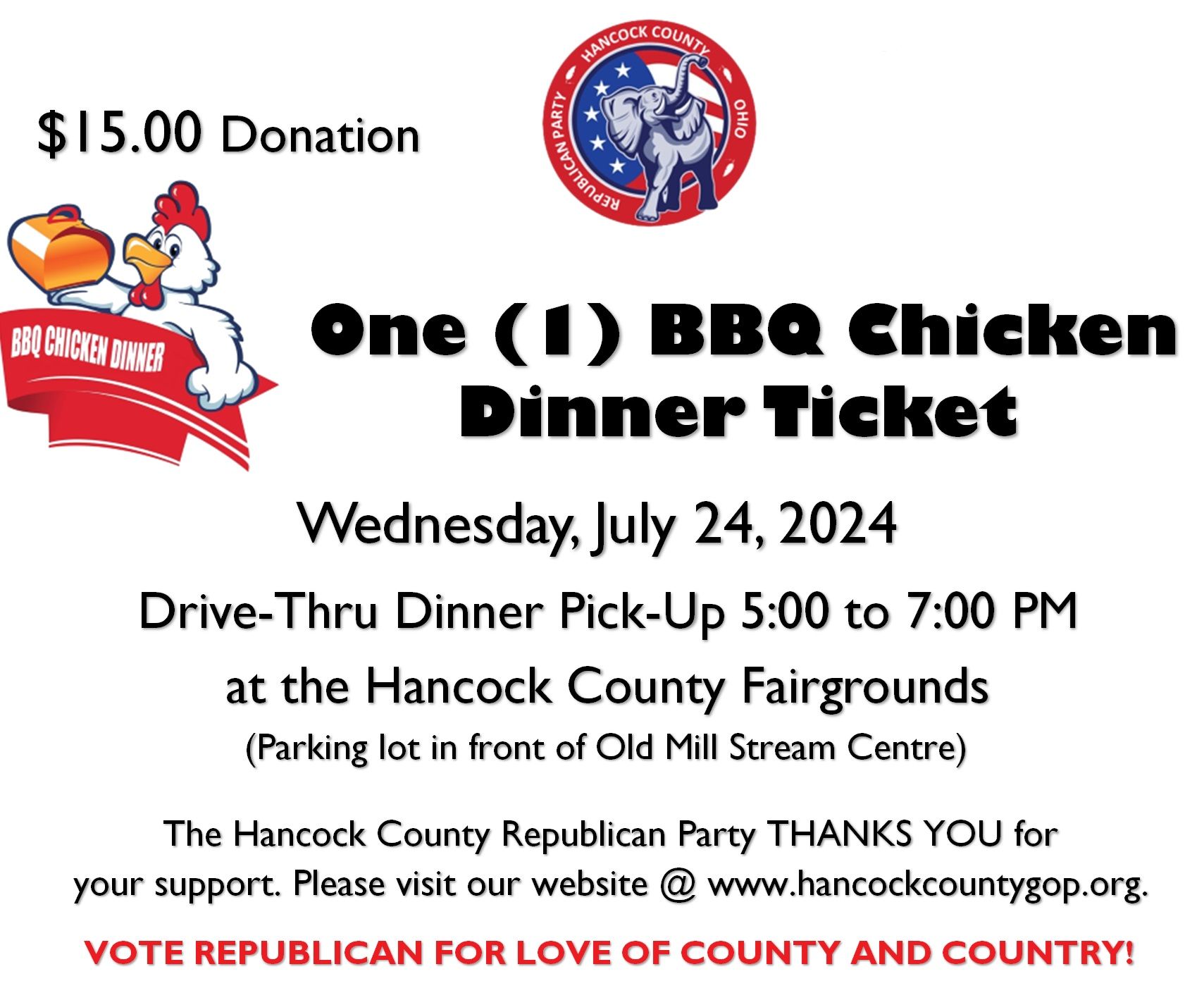 BBQ Chicken Dinner Fundraiser Hancock County GOP
