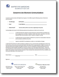 Patient Forms | Baptist Eye Surgeons | Knoxville, TN