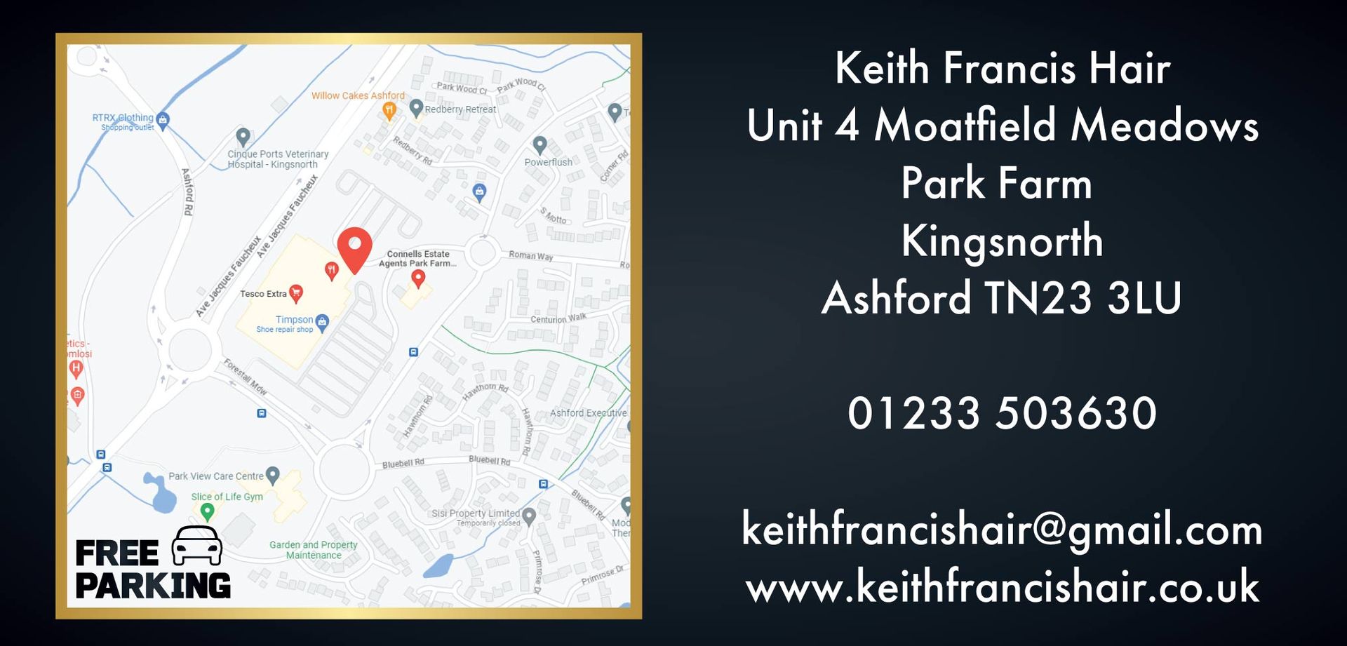 Book on line for Keith Francis Hair at Ashford and Tenterden
