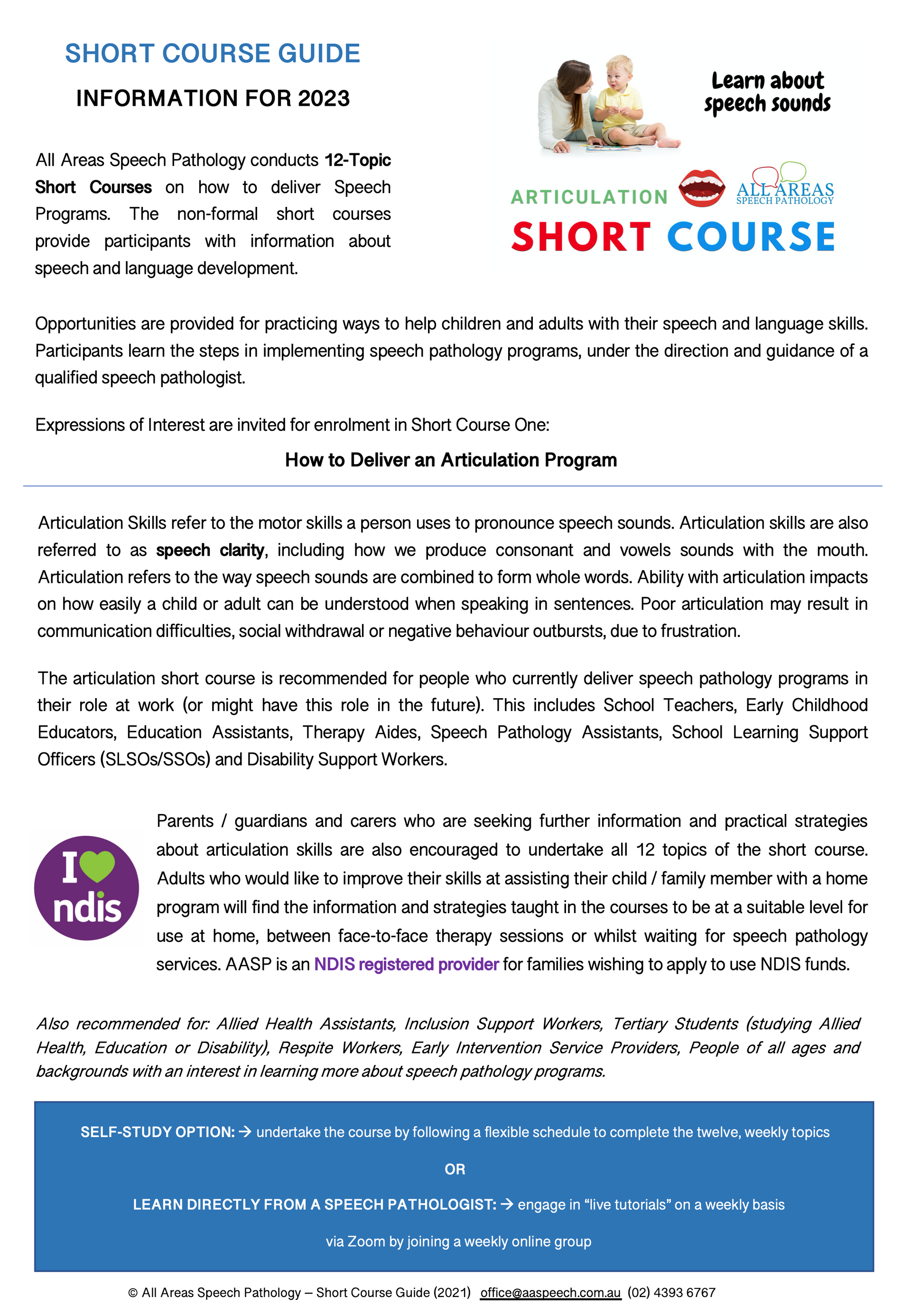 Short Course Free Samples | All Areas Speech Pathology