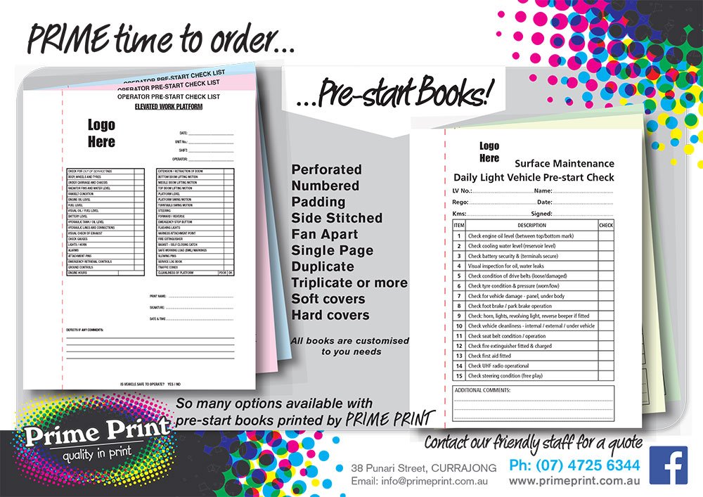 Pre-Start Books | Townsville | Prime Print Pty Ltd
