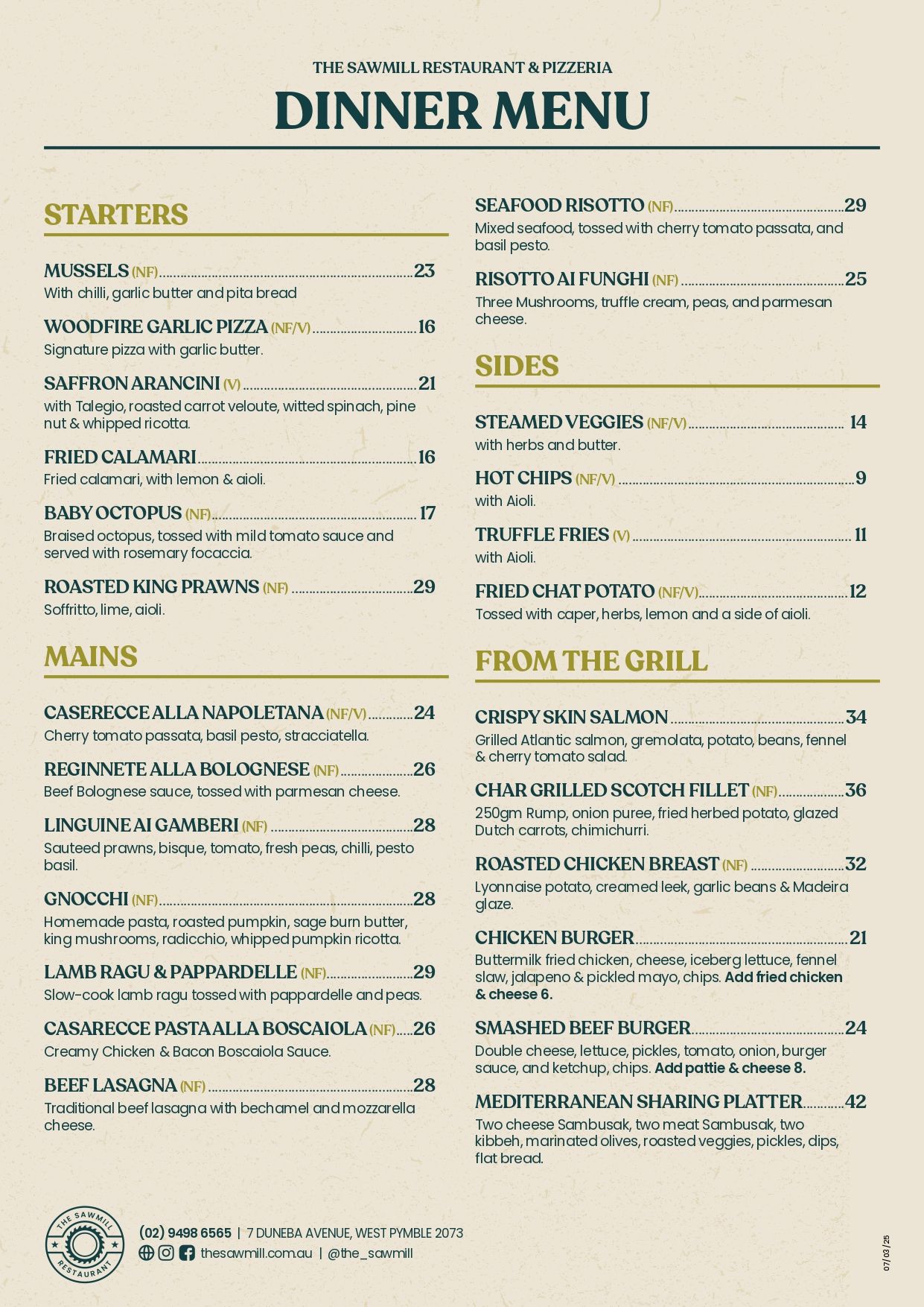 The Sawmill | Italian Restaurant & Cafe - West Pymble Sydney