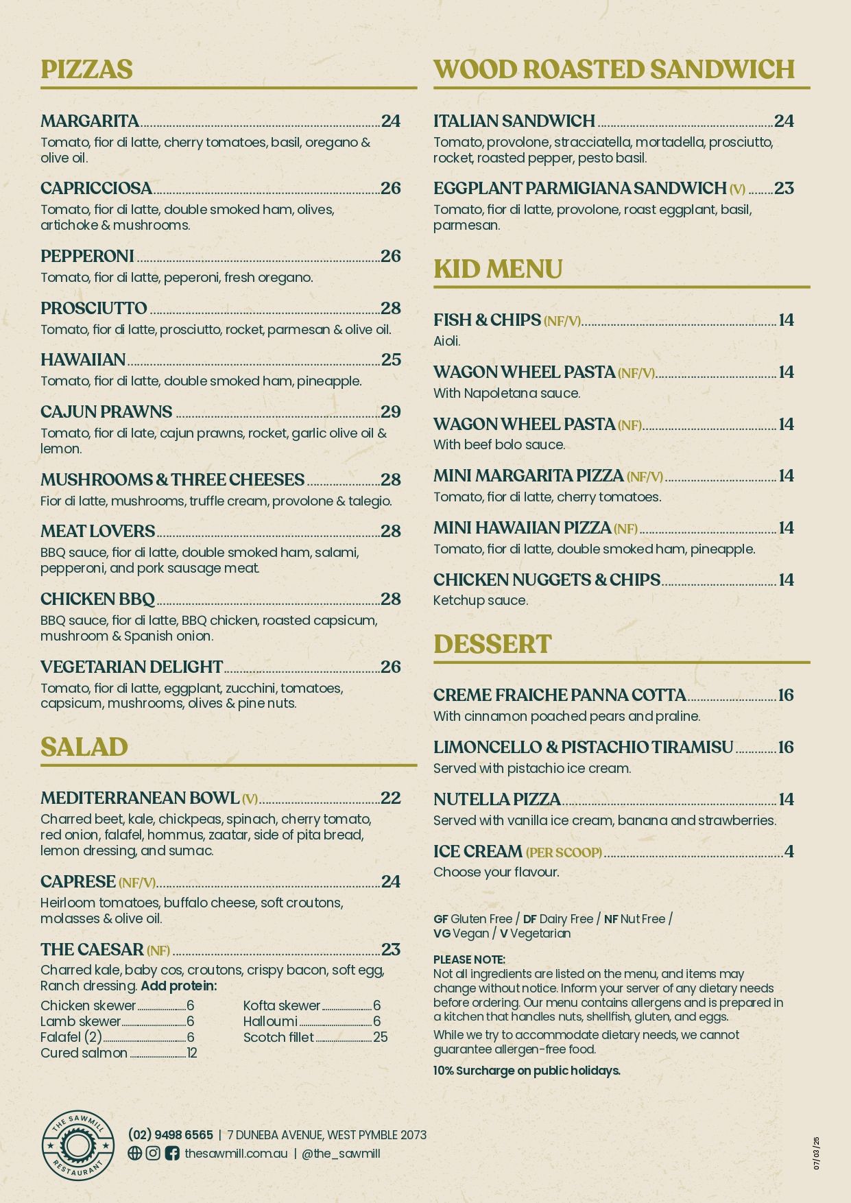 The Sawmill | Italian Restaurant & Cafe - West Pymble Sydney