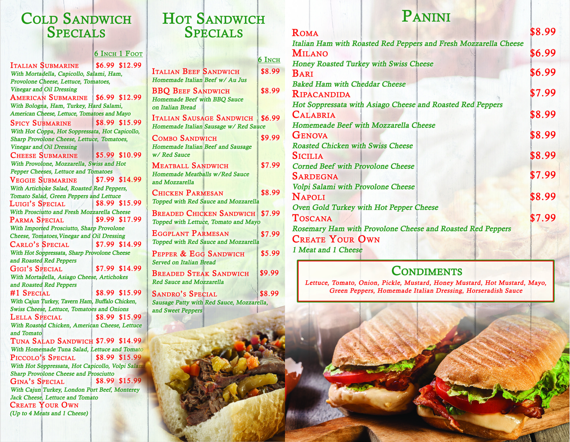 Italian Menu | Orland Park, IL | Italia Imports