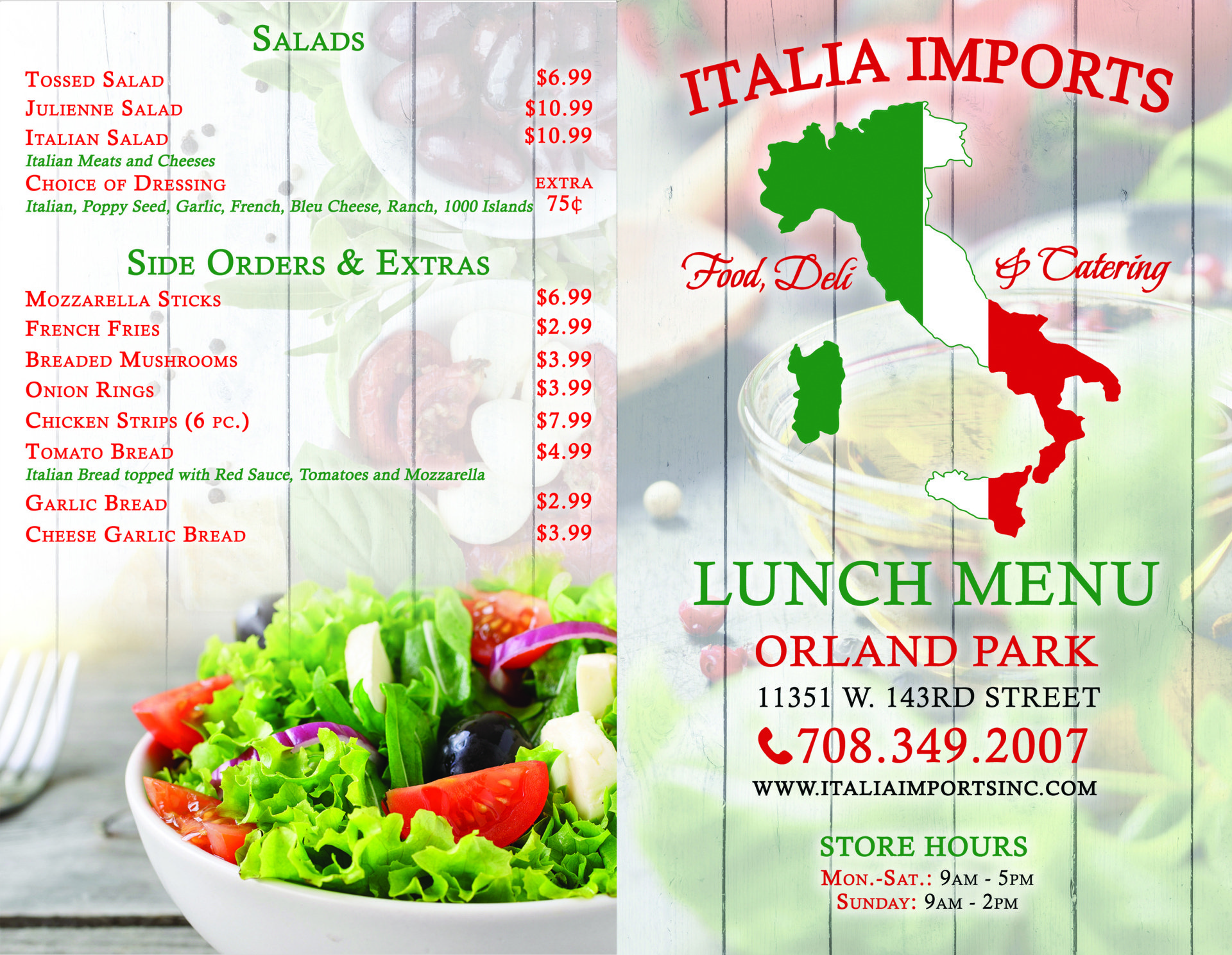 Italian Menu | Orland Park, IL | Italia Imports