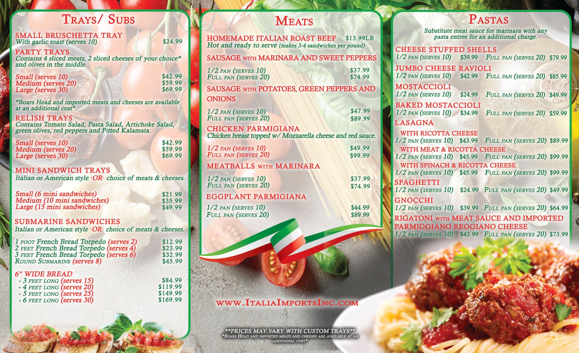 Italian Menu | Orland Park, IL | Italia Imports