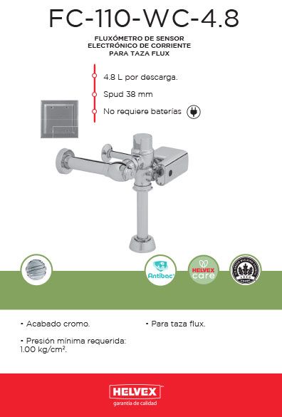 FC-110-WC-4.8 fluxómetro de sensor electrónico de corriente para taza flux