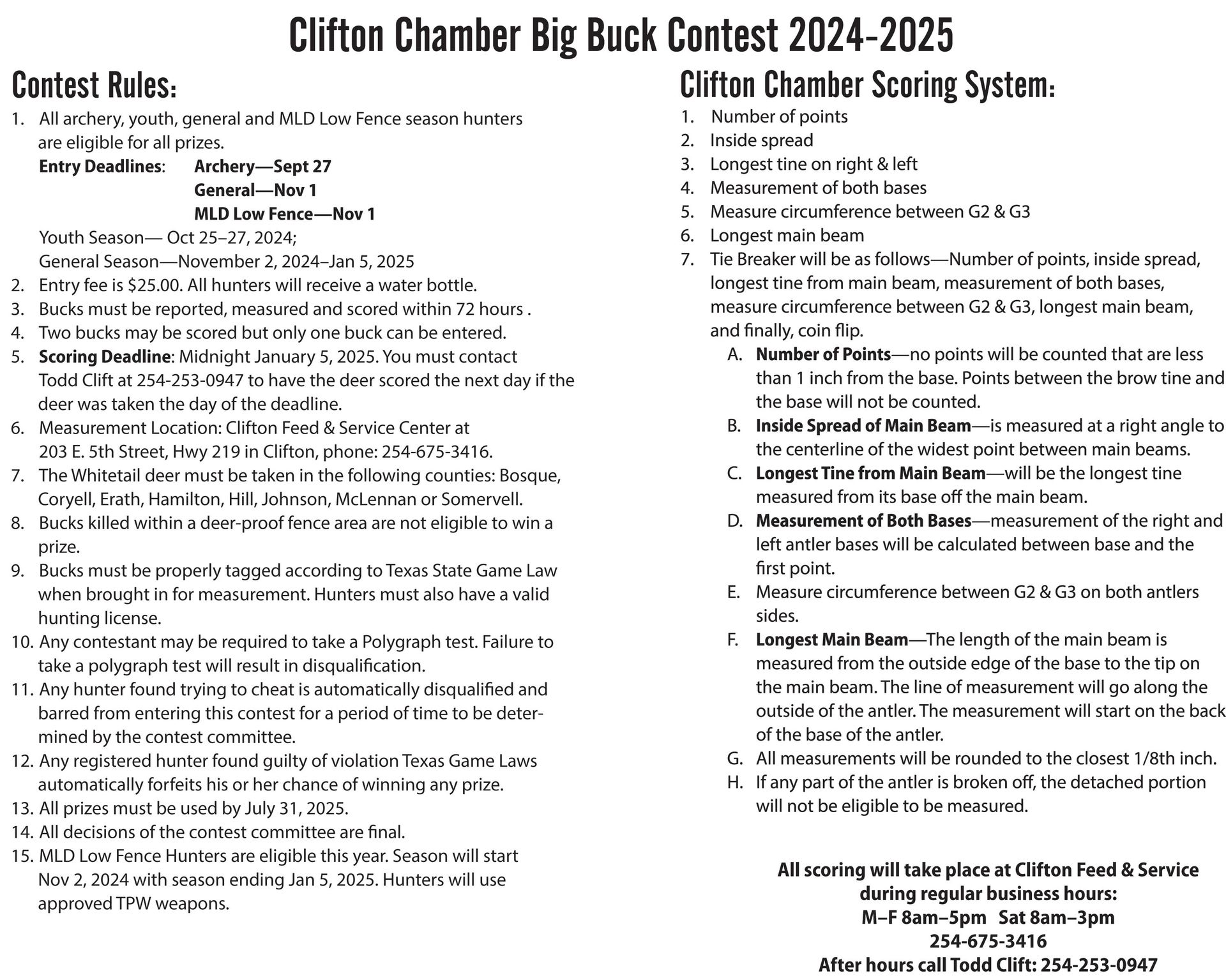 Big Bucks Contest | Clifton Feed & Service | Clifton, TX