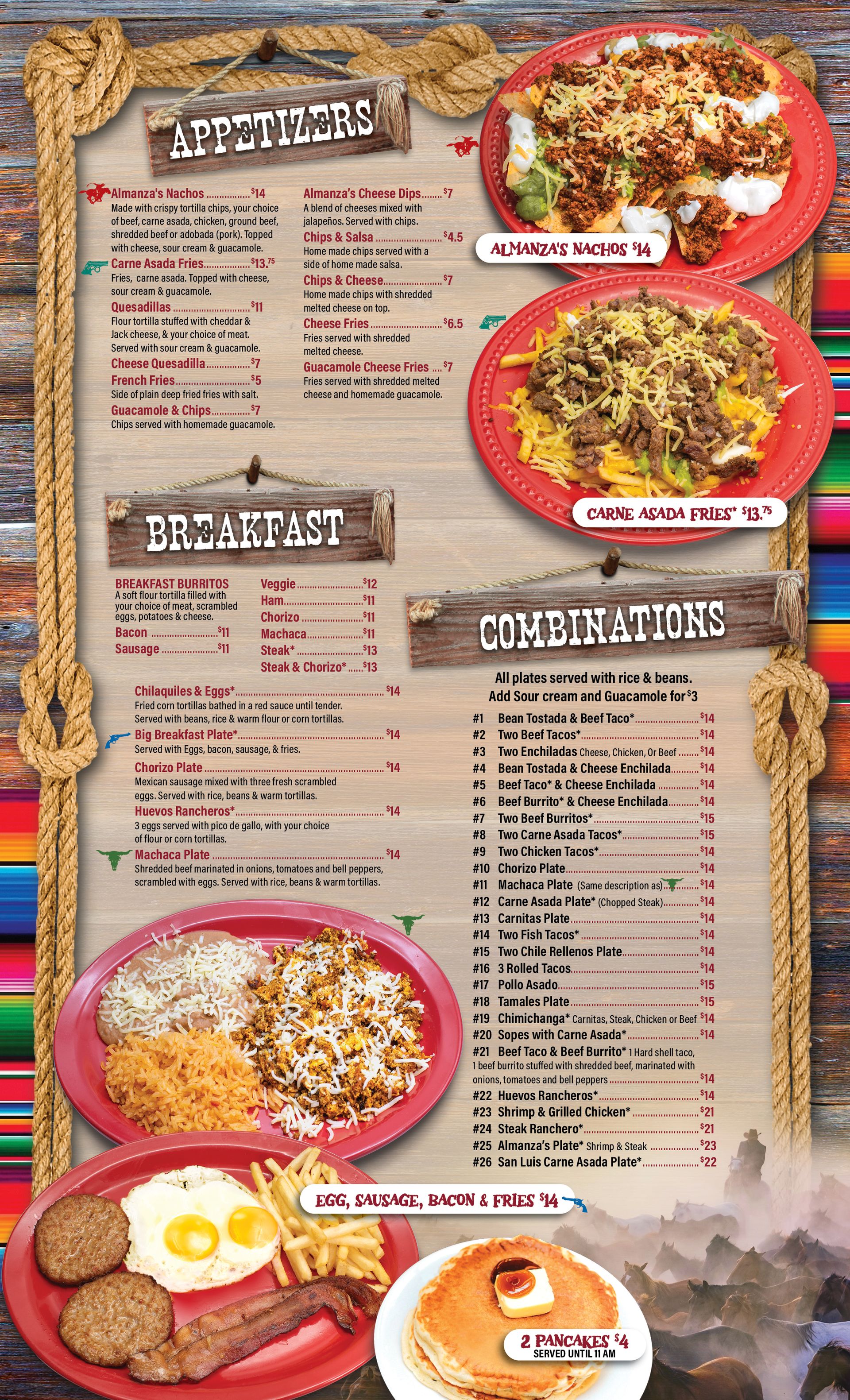 MENU | Almanza's Authentic Mexican Restaurant | Laramie, WY