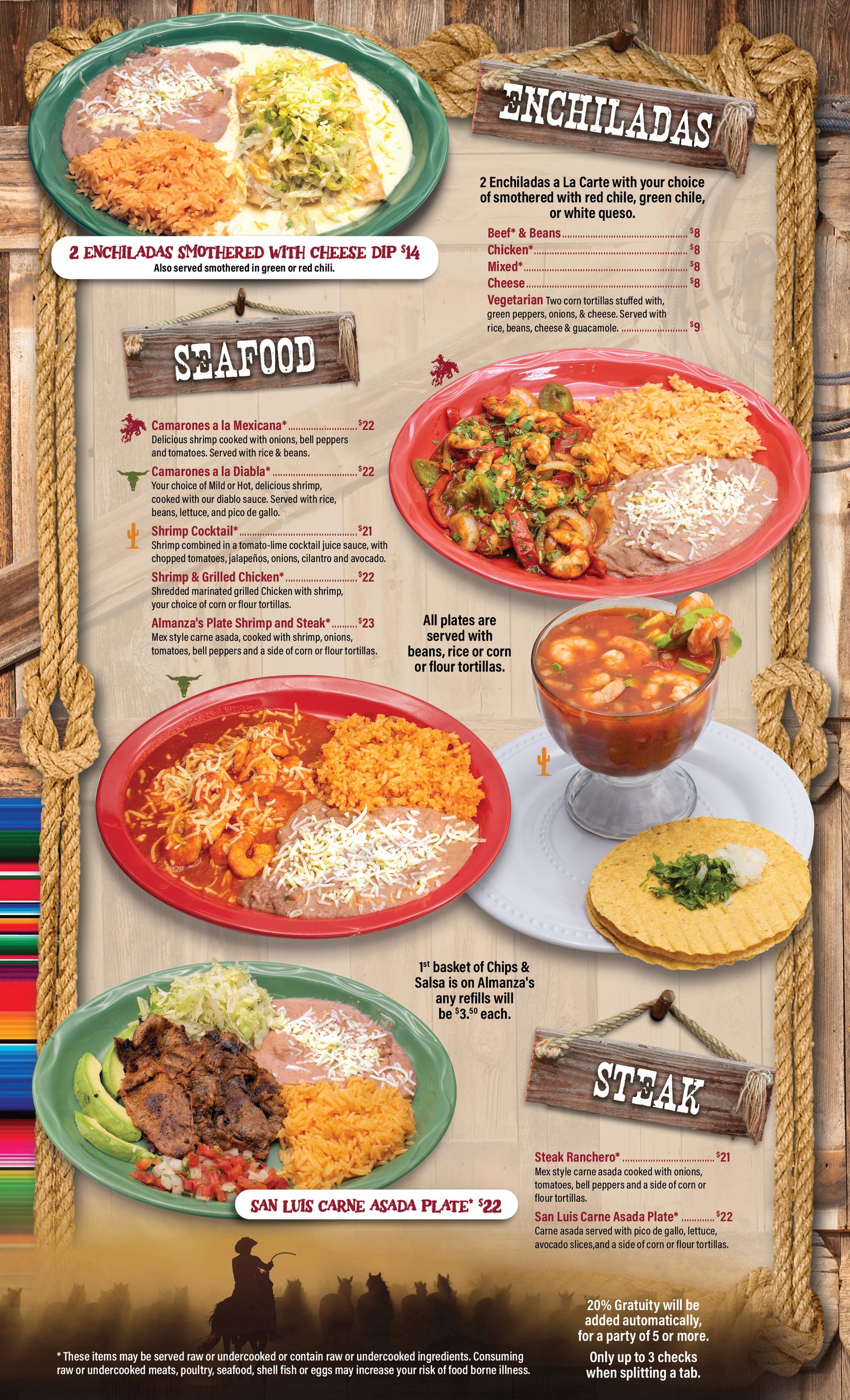 MENU | Almanza's Authentic Mexican Restaurant | Laramie, WY