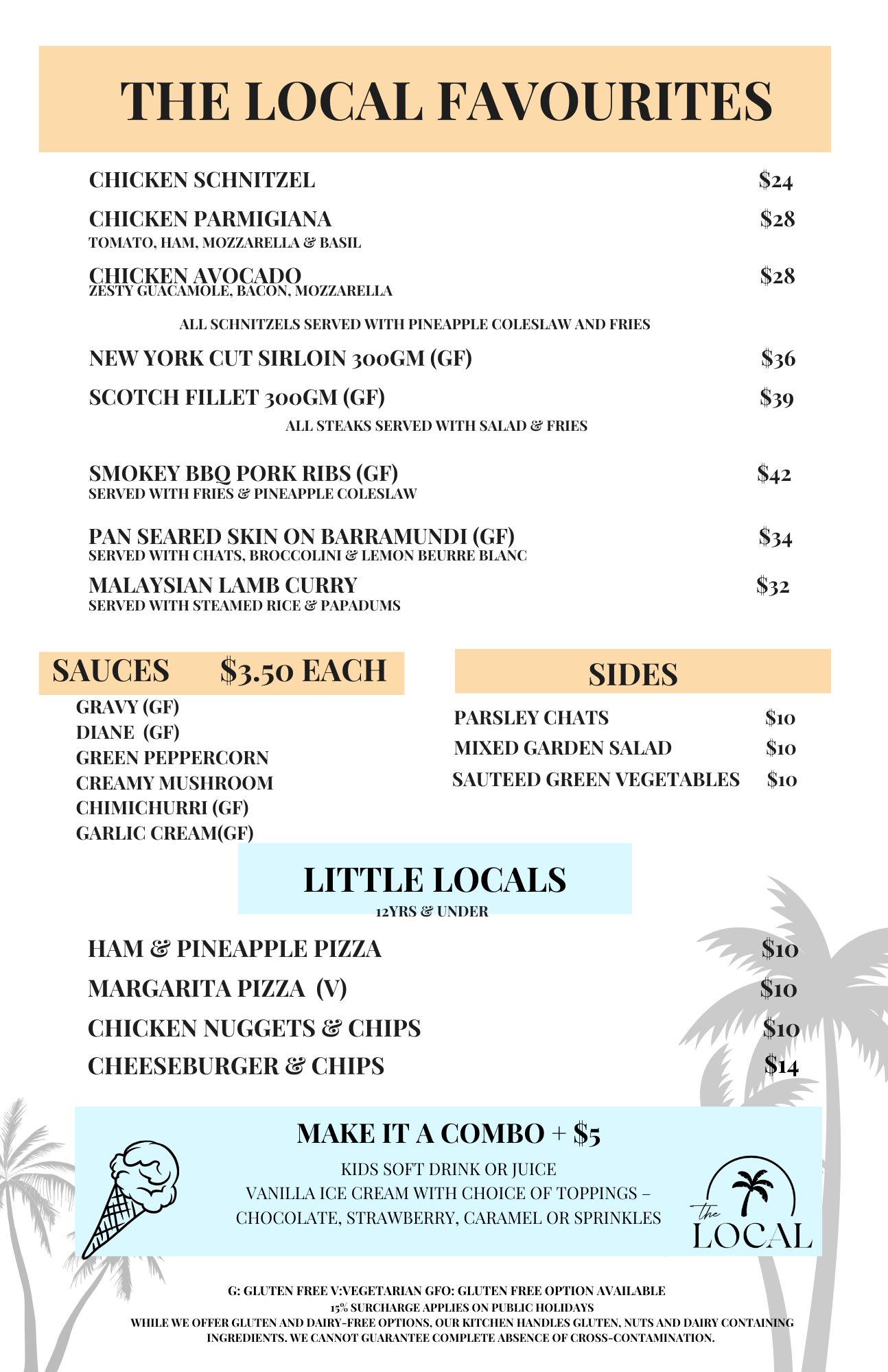 Menus | The Local Flynn’s Beach