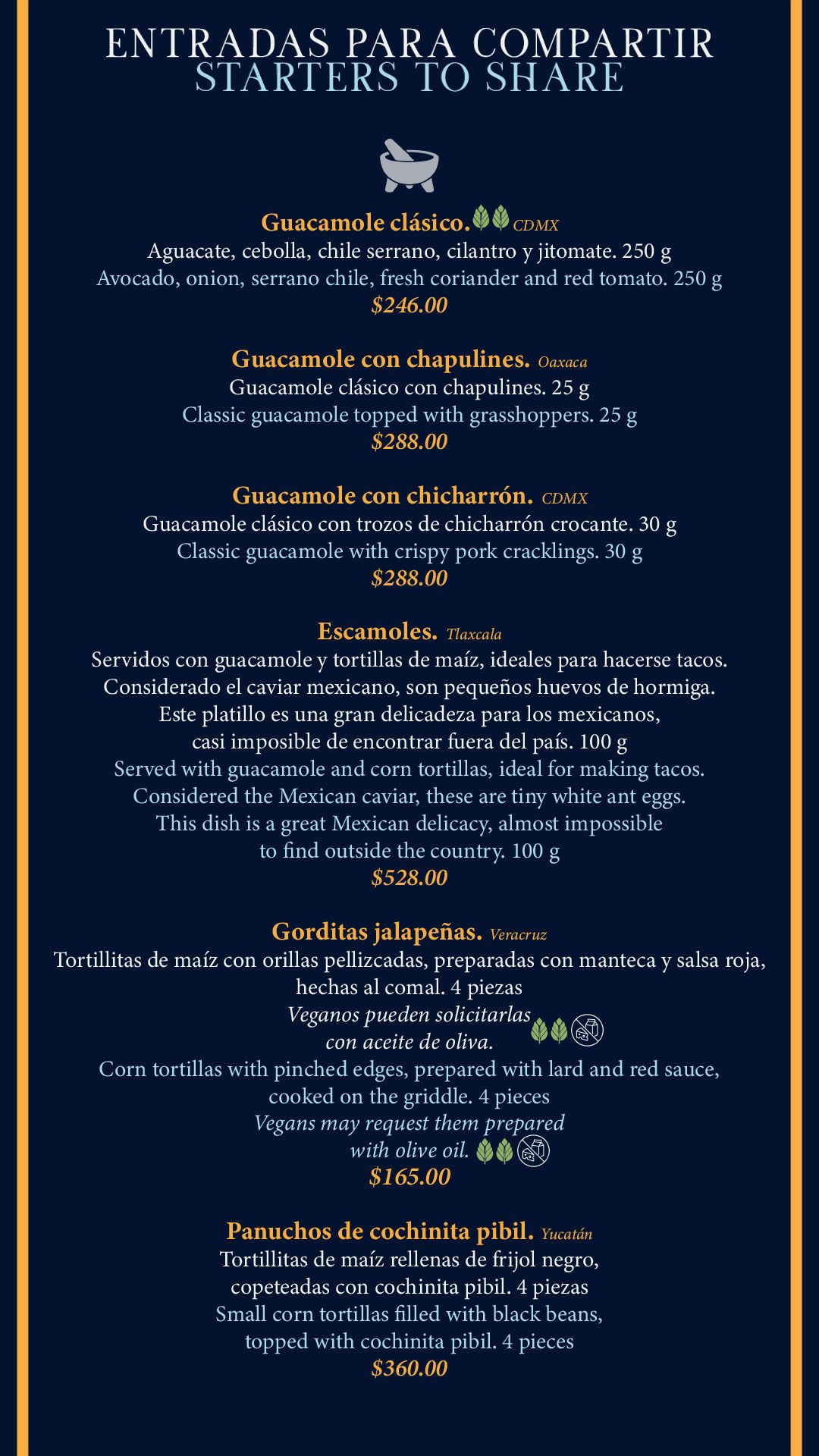 Menú Azul Histórico