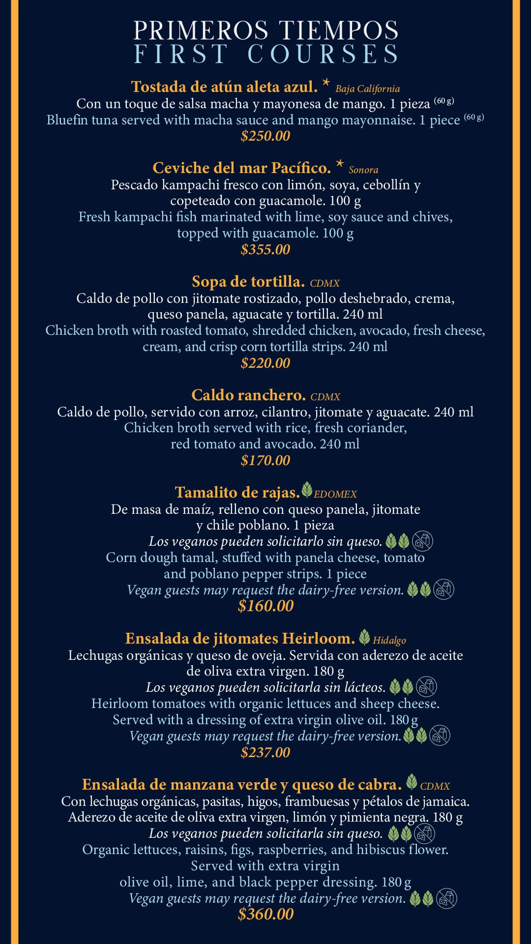 Menú Azul Histórico