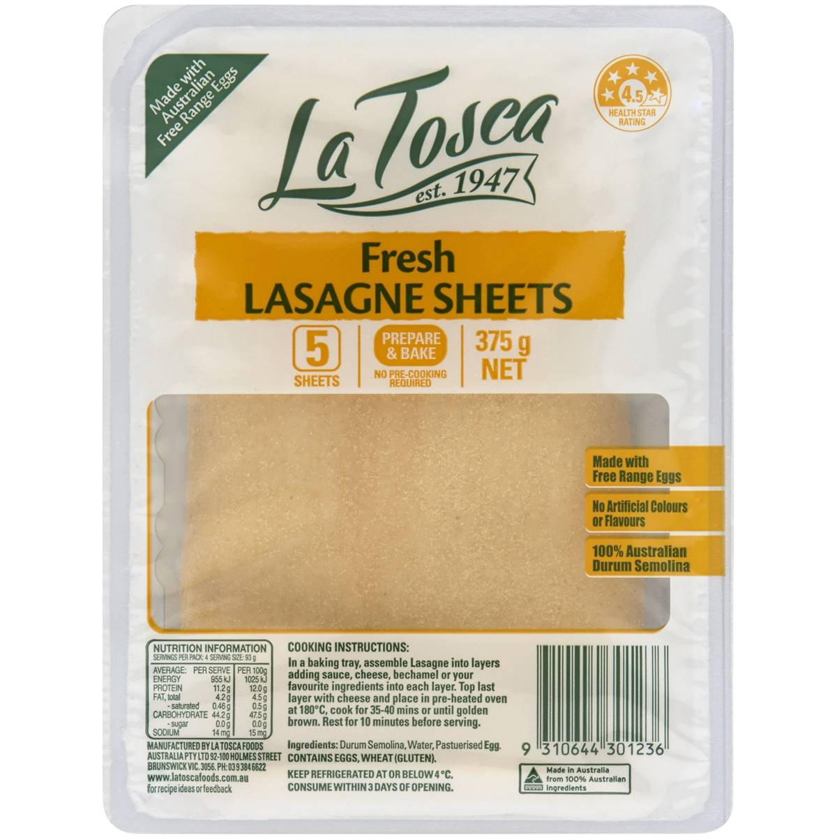 Lasagne Sheets 375g - La Tosca