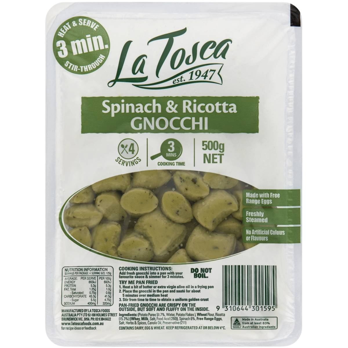 Spinach & Ricotta Gnocchi - La Tosca
