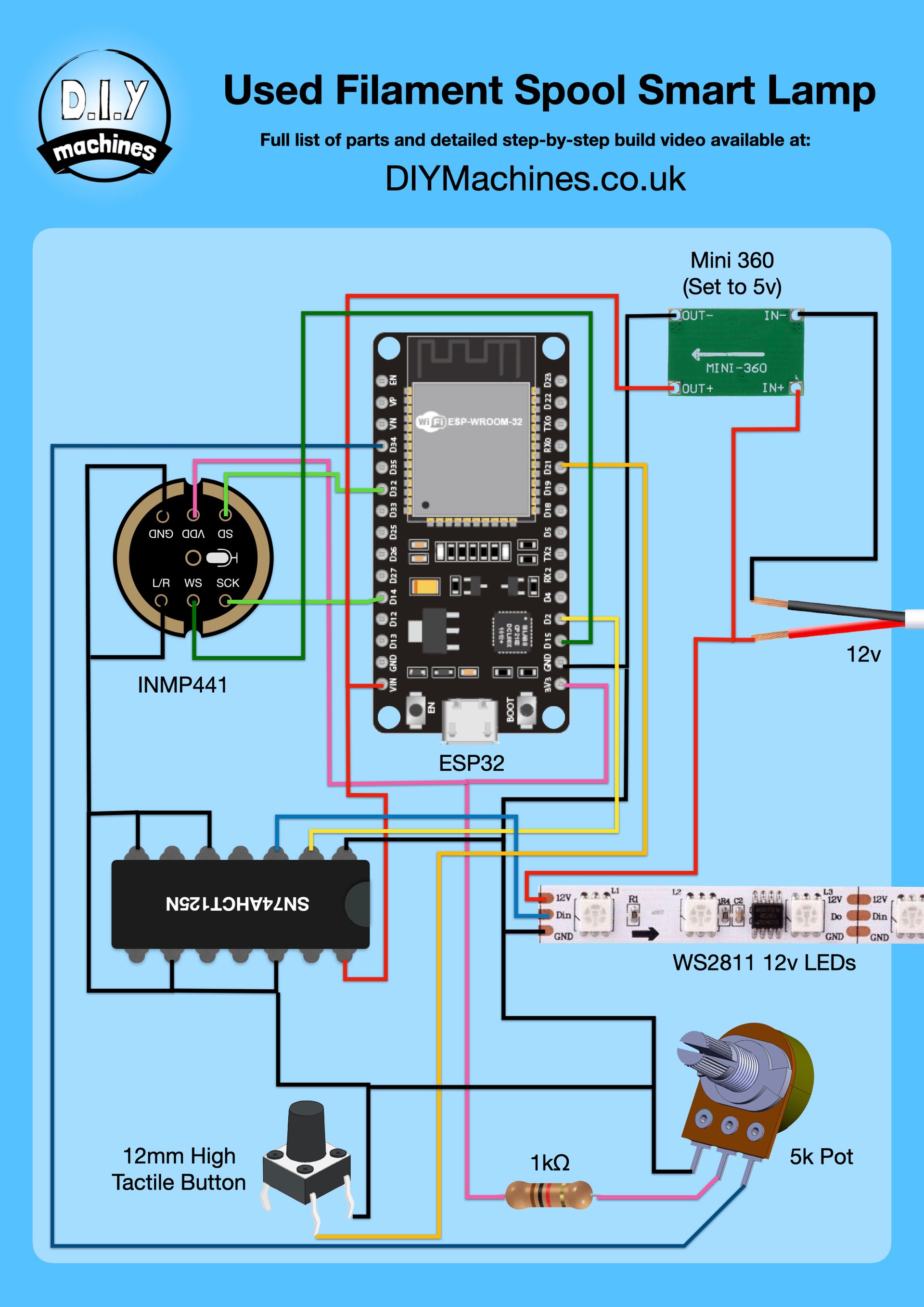 DIY Upcylced Smart Filament Spool Lamp s- ESP32, Alexa, MQTT, Hue