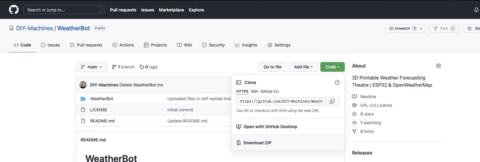 WeatherBot - 3D Printable Weather Forecasting Theatre