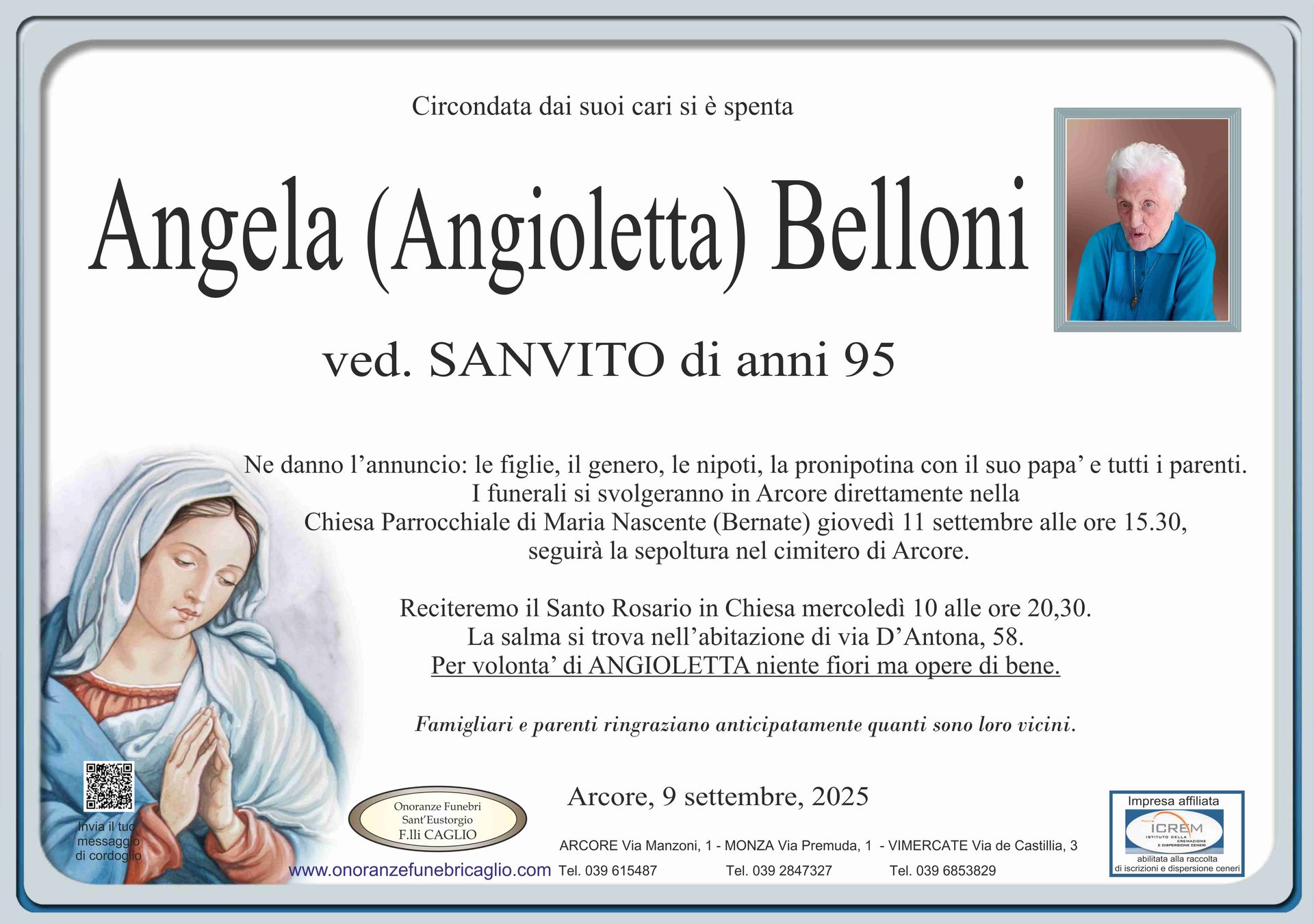 Necrologi | Onoranze Funebri F.lli Caglio Sant'Eustorgio | Arcore (MB)