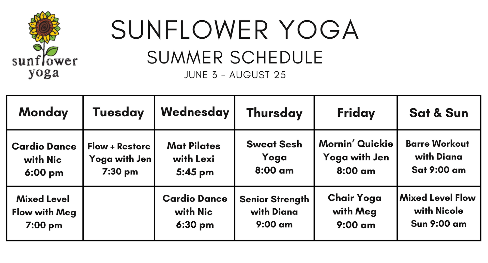 Yoga | Zumba | Cardio Dance | Pilates | Reiki | Sunflower Yoga