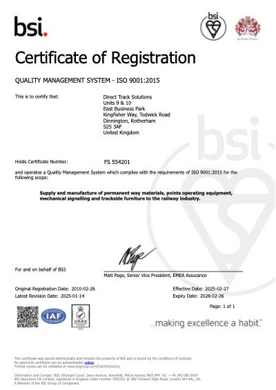 Certification | Direct Track Solutions