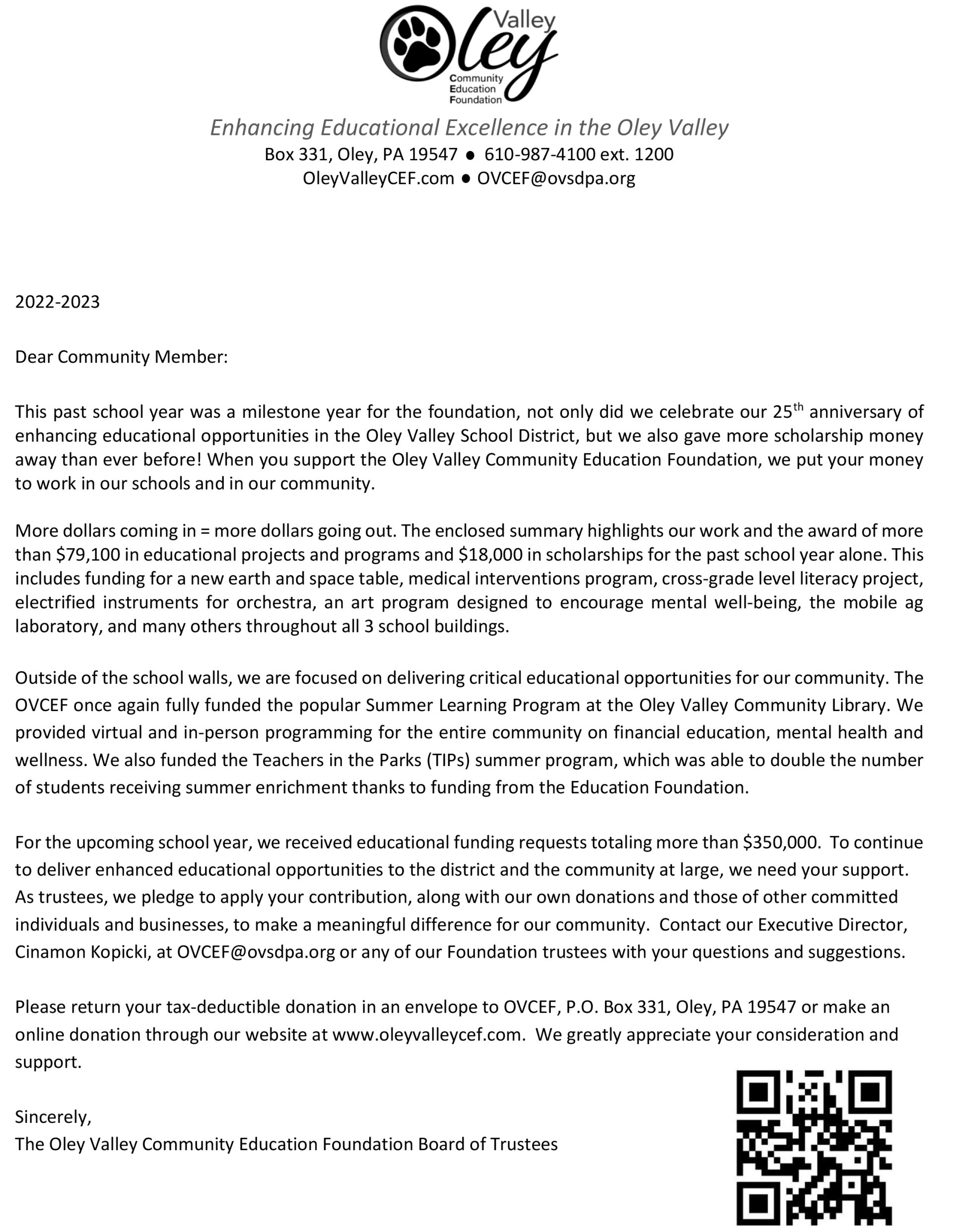 Annual Campaign Letter