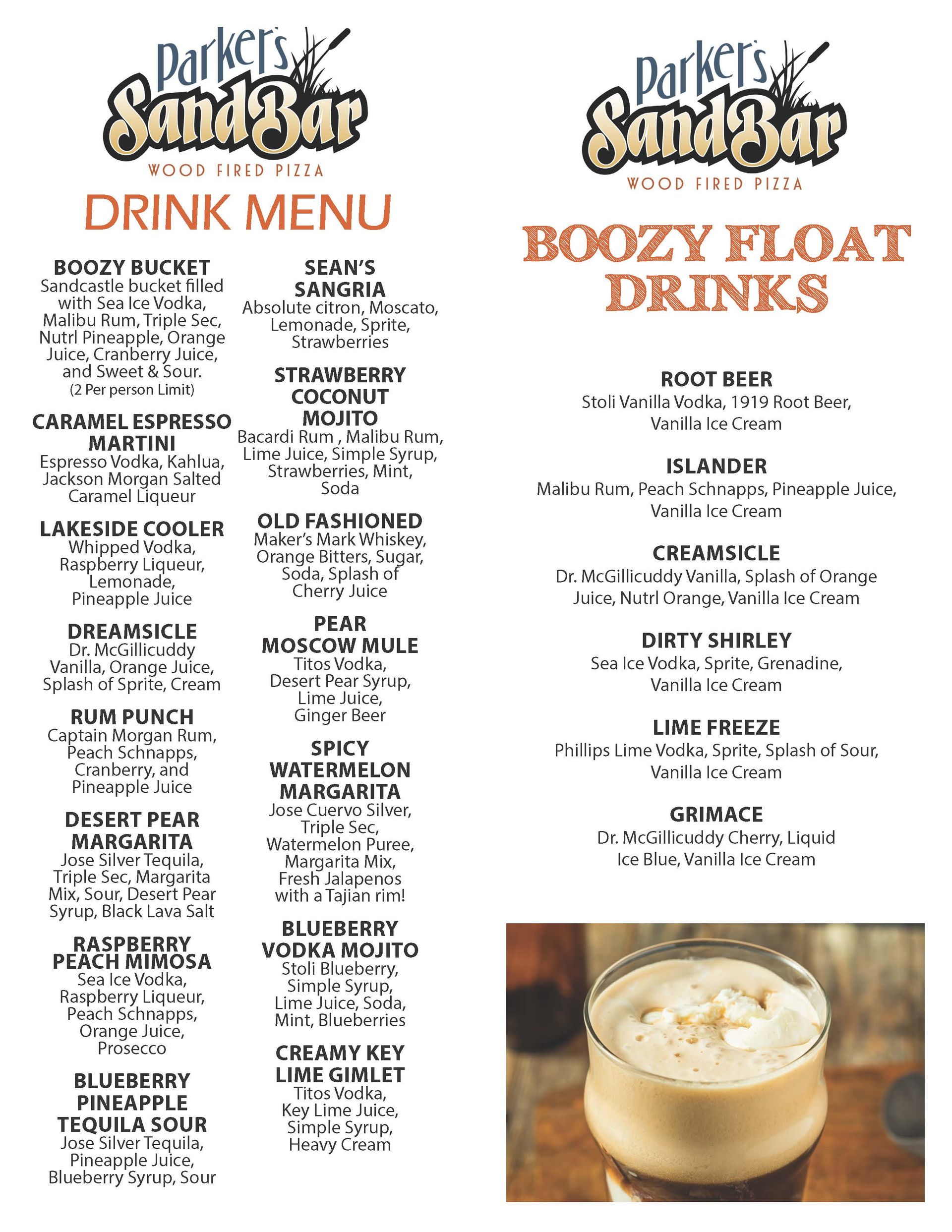 Drink Selection | Sturgeon Lake, MN | Parker's Sandbar