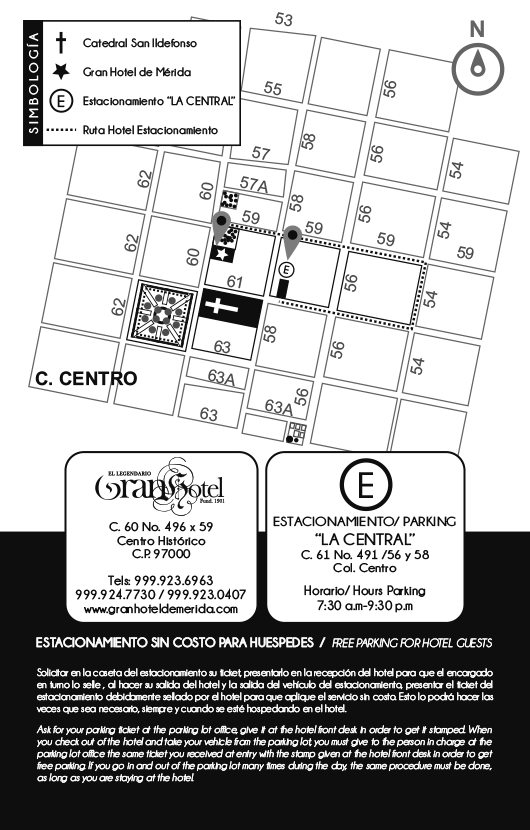 Mapa de Estacionamiento | Gran Hotel | Mérida, Yucatán